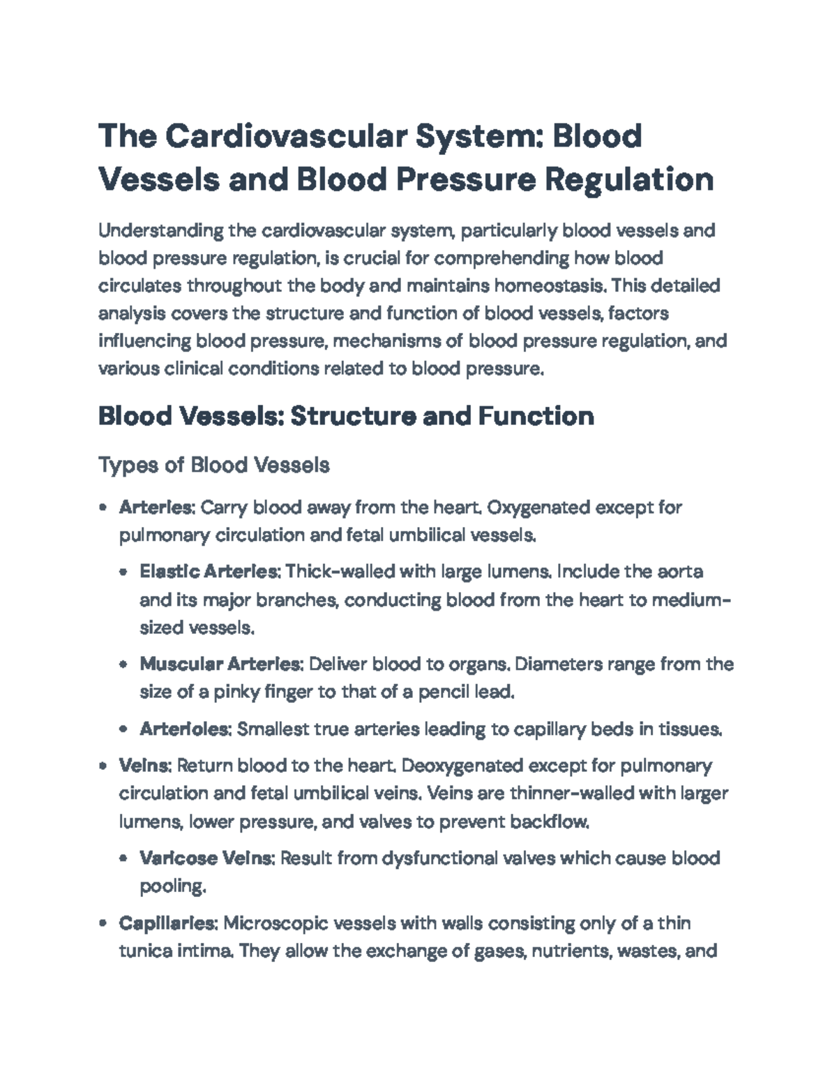 Cardiovascular System Overview: Blood Vessels & BP Regulation - The ...