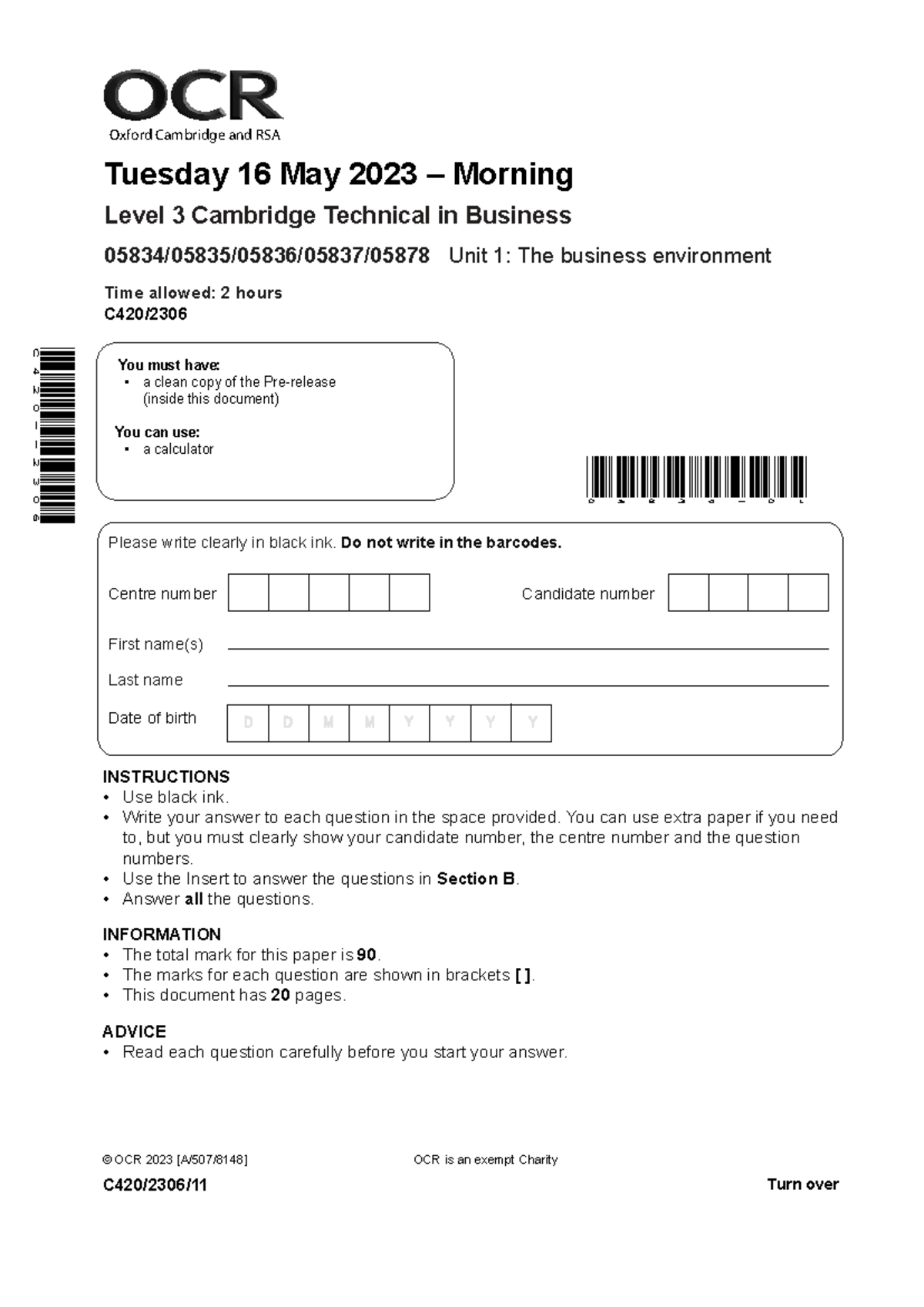 704483-C420 Business Environment Question Paper - Final Exam 2023 - Studocu