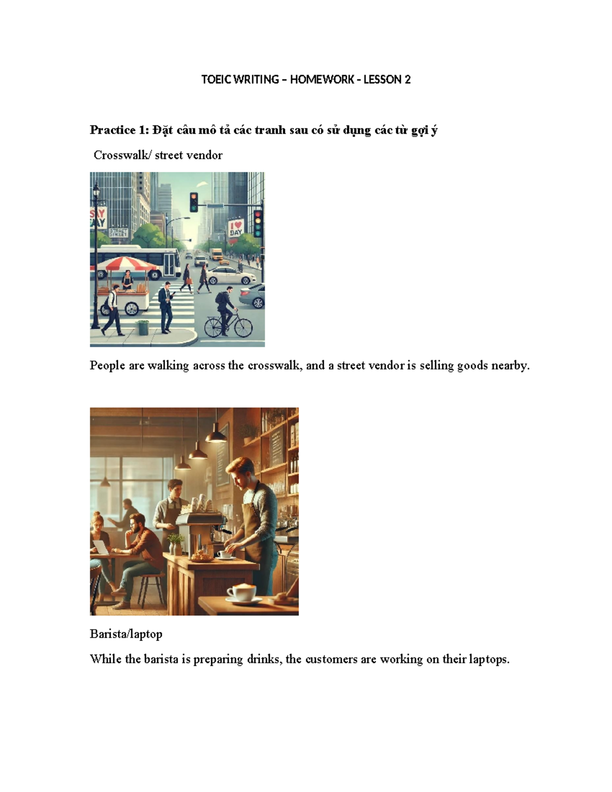 TOEIC WRITING HOMEWORK LESSON 2: Sentence Structure Practice - Studocu