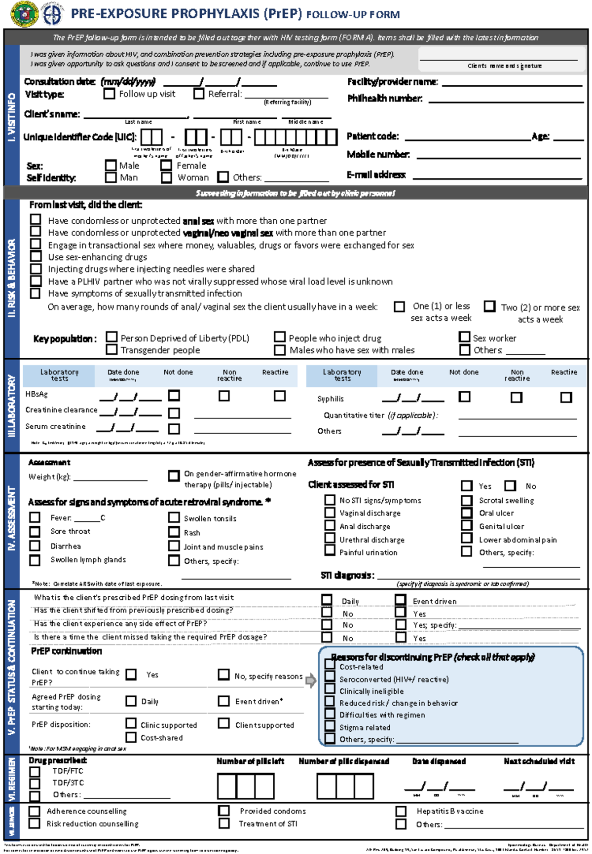 PrEP Follow-Up Form (2021) for HIV Screening and Assessment - Studocu