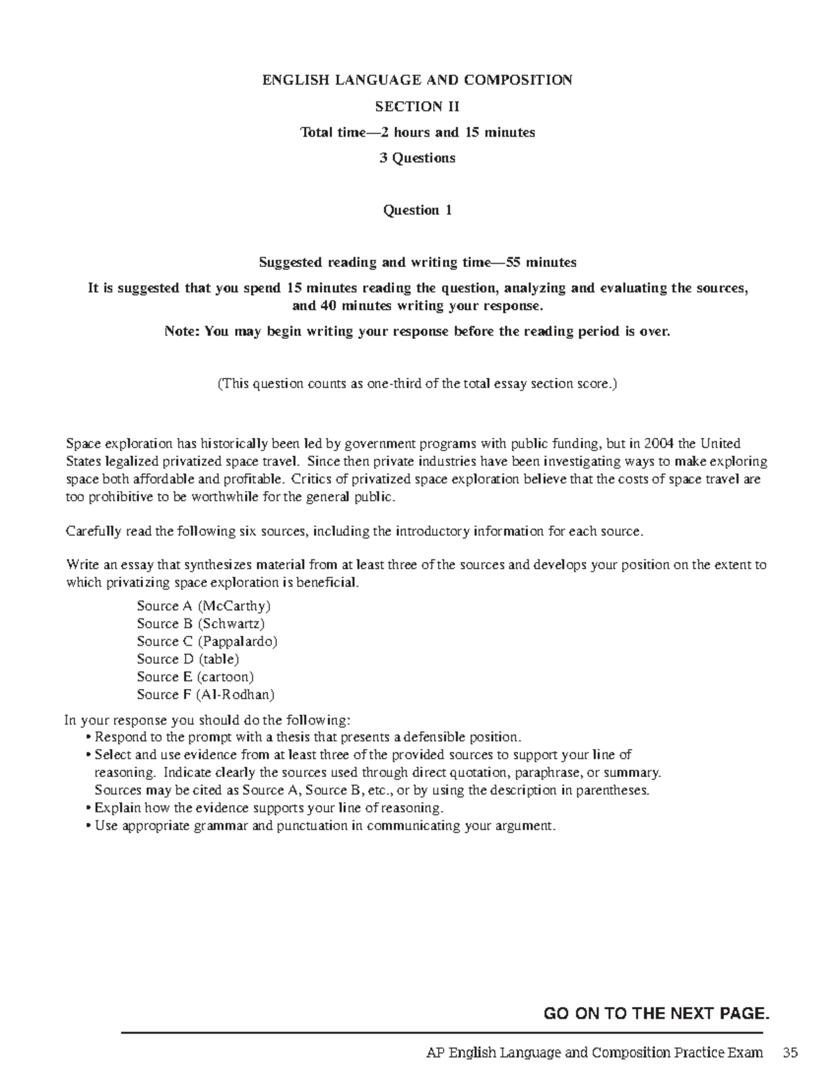 815423958 AP LANG Synthesis Essay Practice Exam 2 - ENGLISH LANGUAGE ...