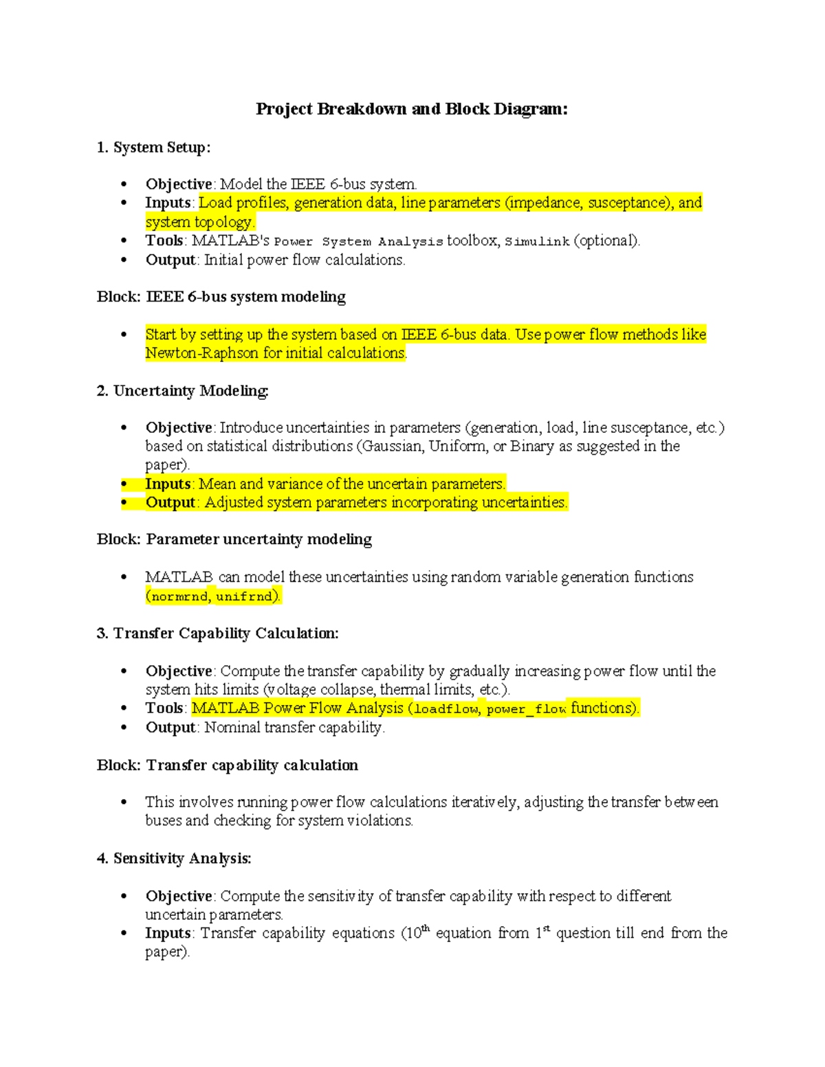 Project Breakdown and Block Diagram - System Setup: Objective: Model ...