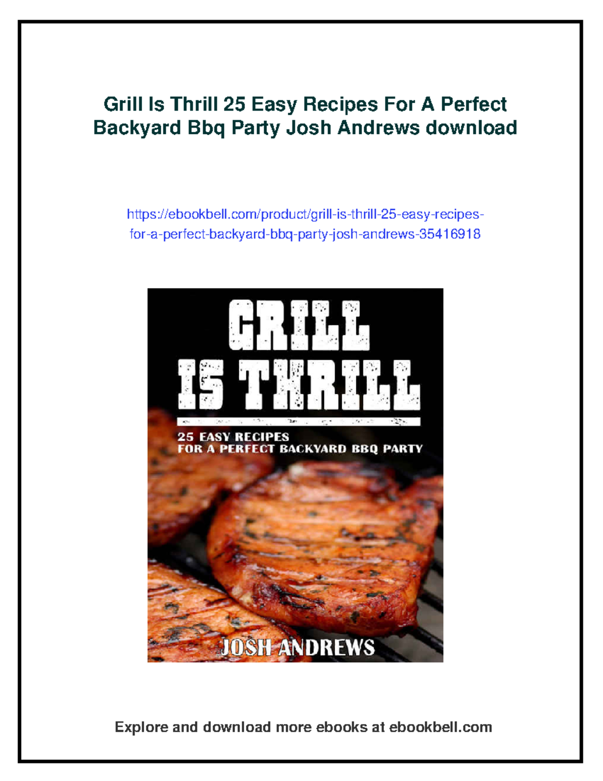 Grill Is Thrill: 25 Easy BBQ Recipes for Perfect Backyard Parties - Studocu