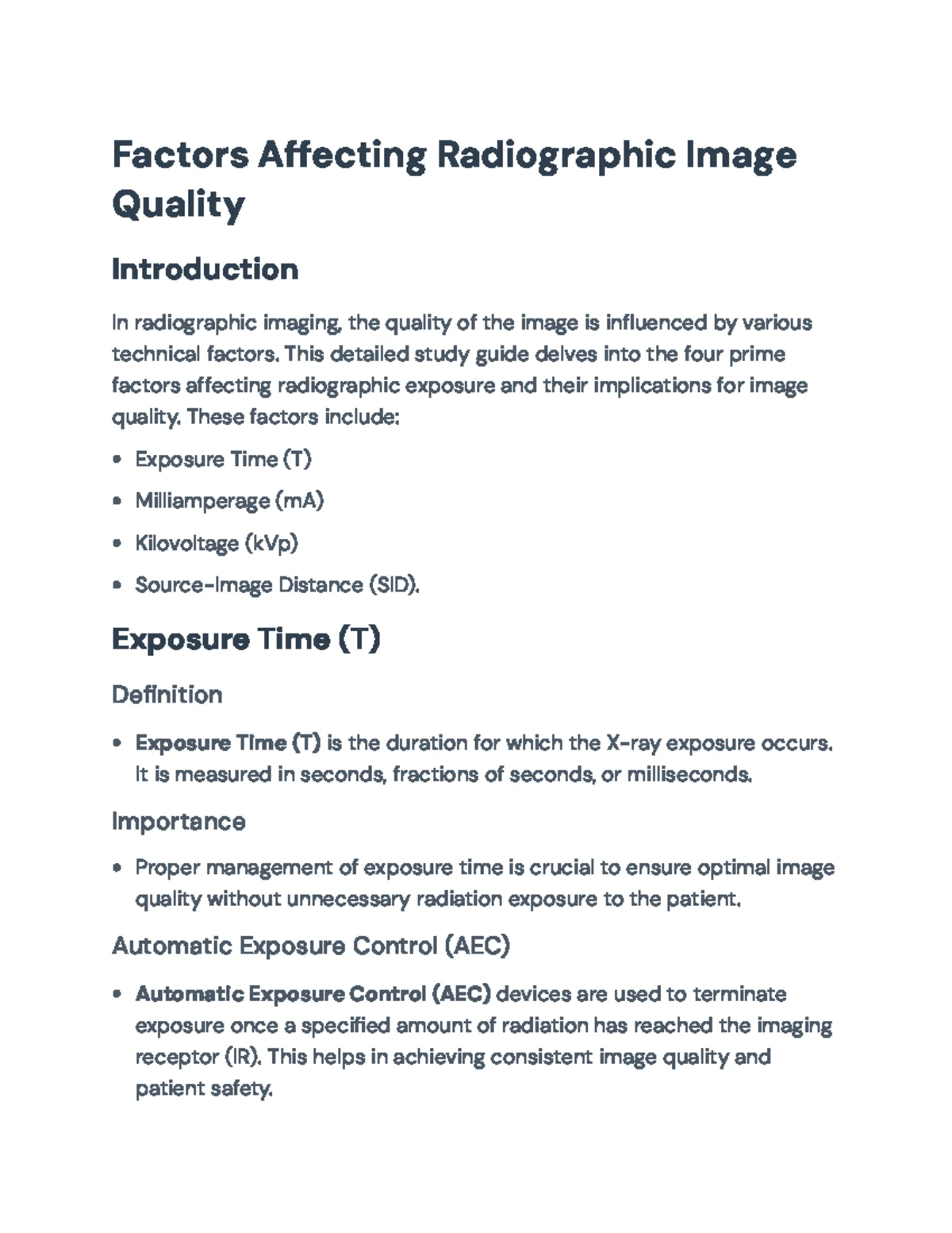 Factors Influencing Radiographic Image Quality: Key Technical Aspects ...