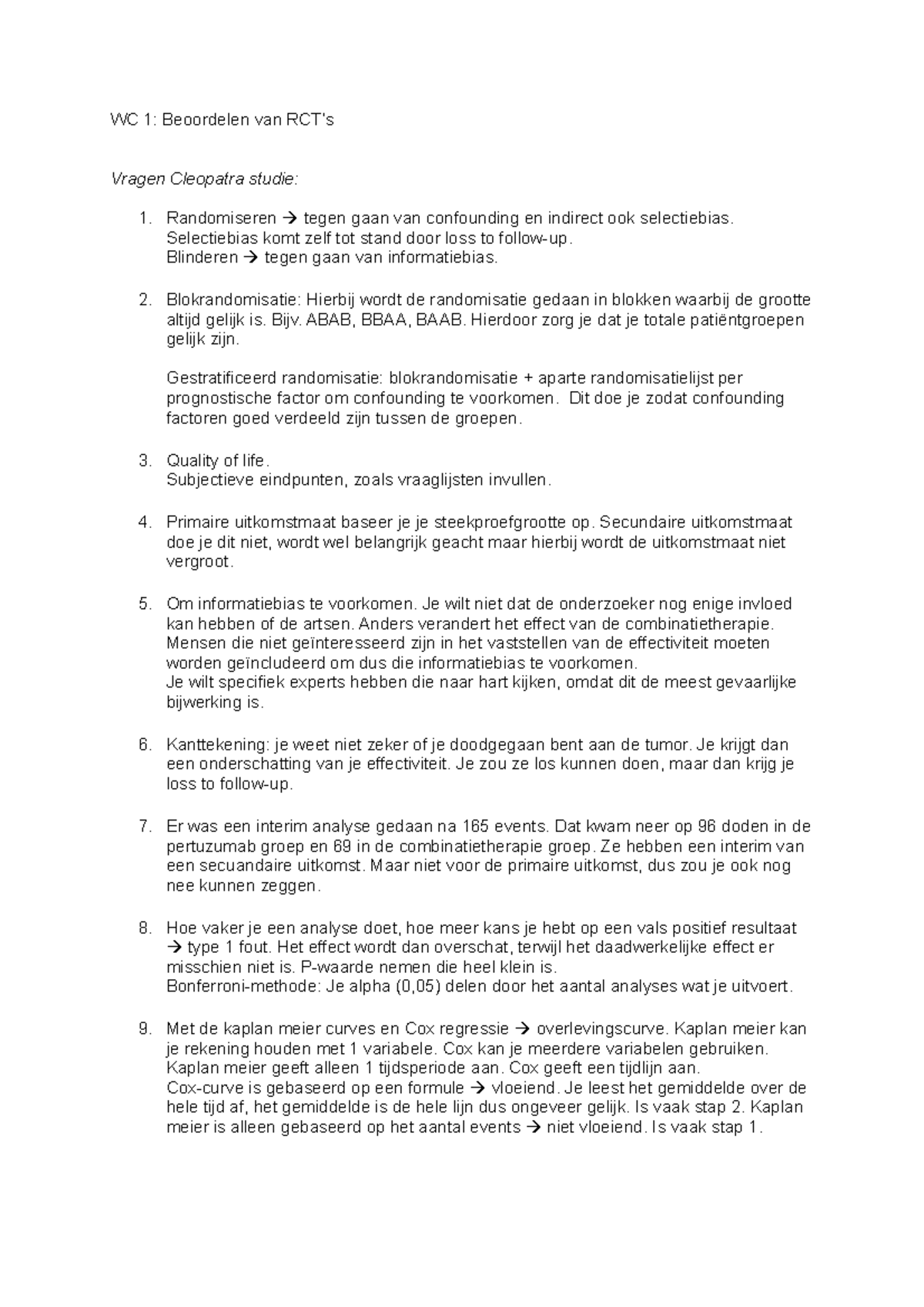 WC 1 - Analyse van Randomized Controlled Trials (RCT's) en Bias ...