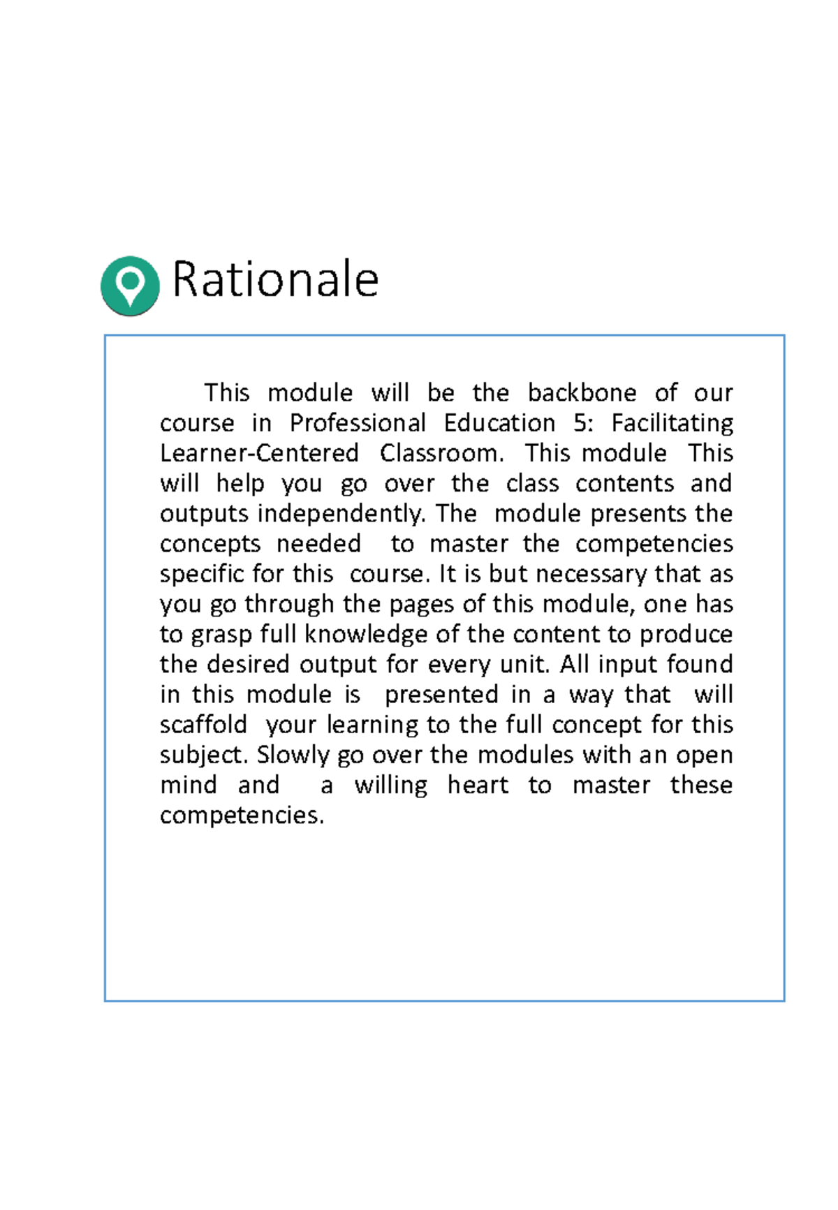 PEd5 IM - Modules for the subject code ProfEd 5 (Professional Education ...