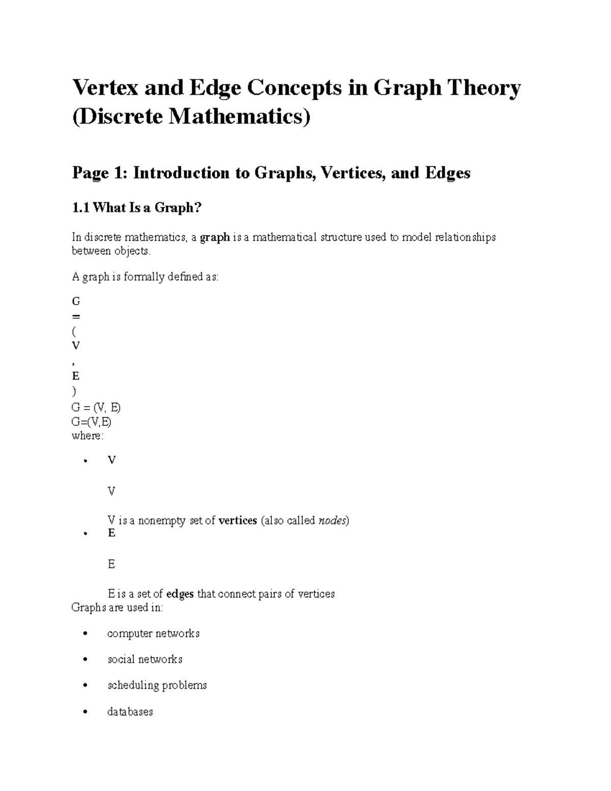 Vertex and Edge Concepts in Graph Theory (Discrete Math) Notes - Studocu