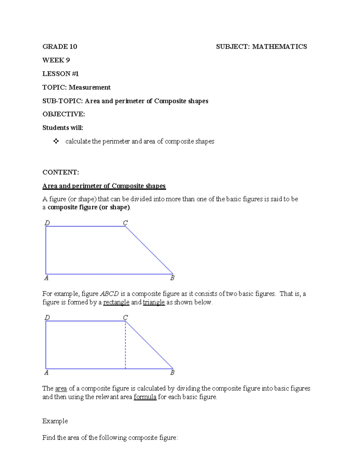 Grade 10 Mathematics Week 9 Lesson 1 - GRADE 10 SUBJECT: MATHEMATICS ...