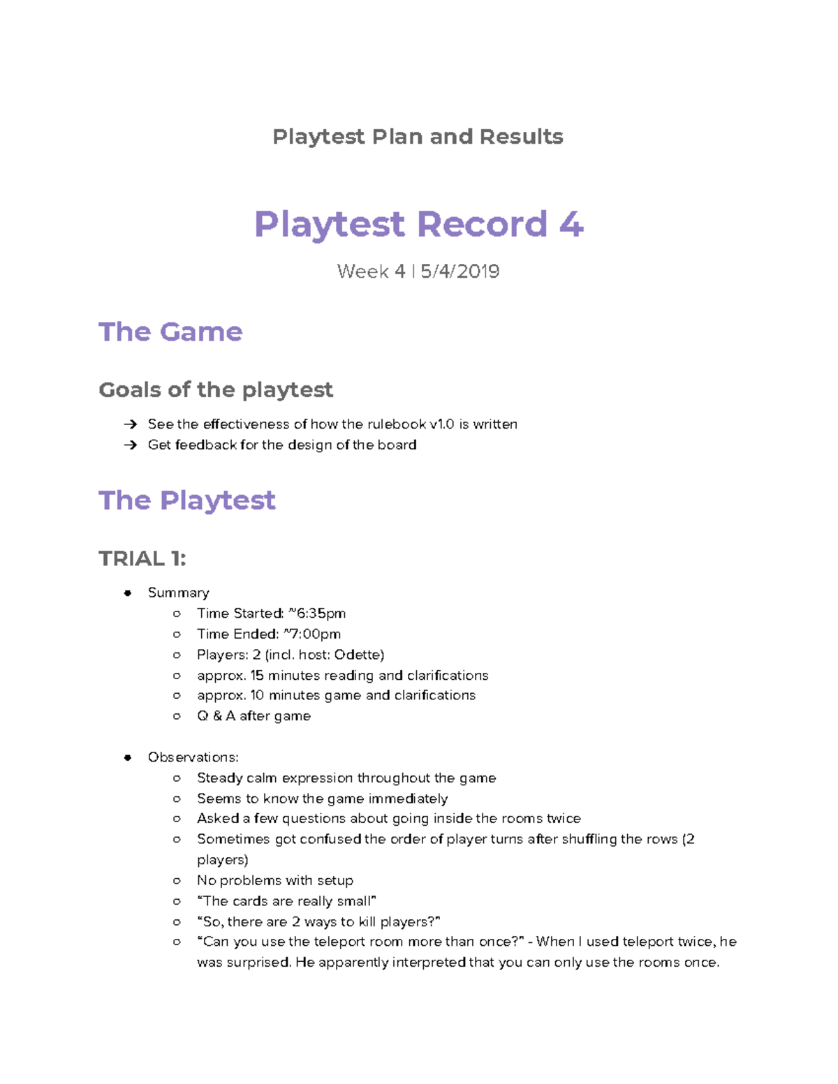 Playtest Report: Board Game Development Insights (Week 4 & 5) - Studocu