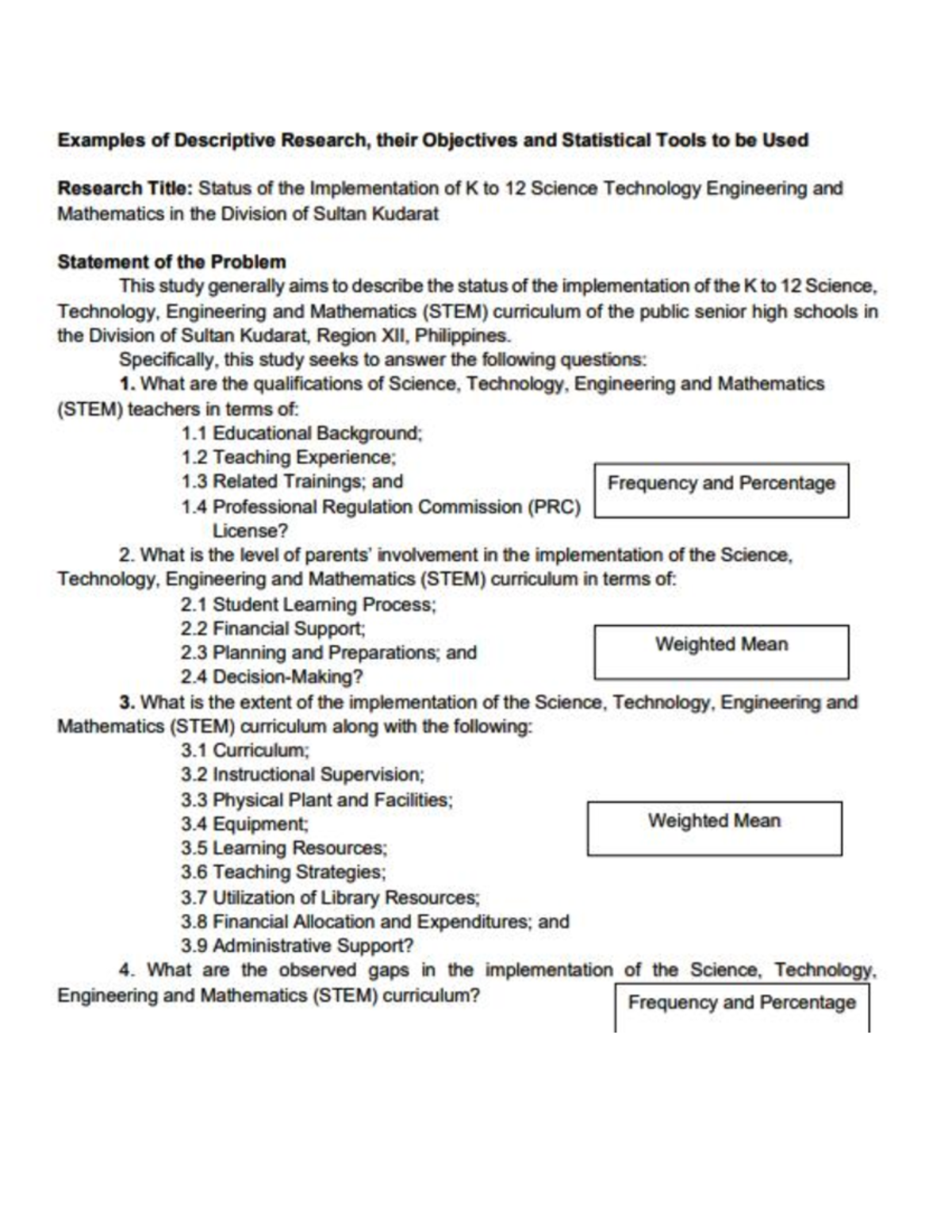 K to 12 STEM Curriculum Implementation in Sultan Kudarat: A Study - Studocu