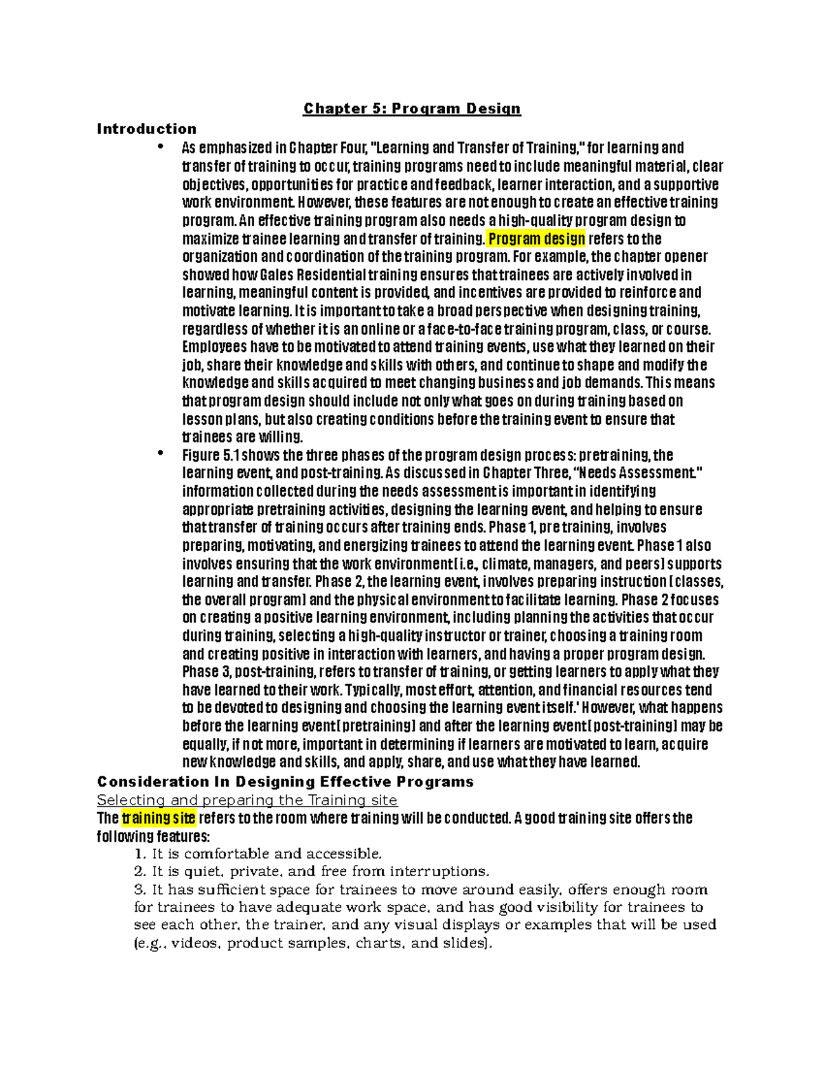 Chapter 5: Effective Program Design Strategies for Training - Studocu