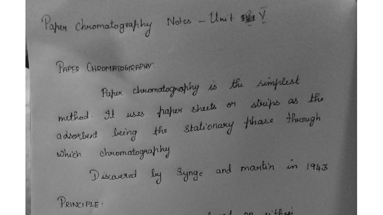 Paper Chromatography Notes (Unit V) - 10 Marks - Studocu