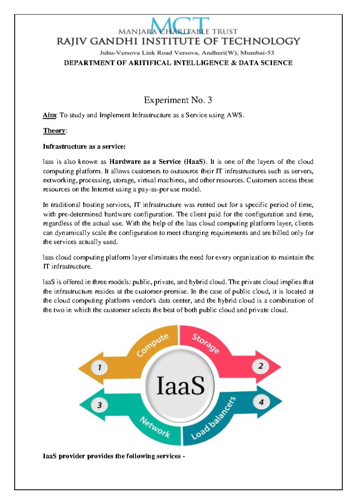 CCL Exp 03 - Practical: IaaS Implementation Using AWS EC2 - Studocu