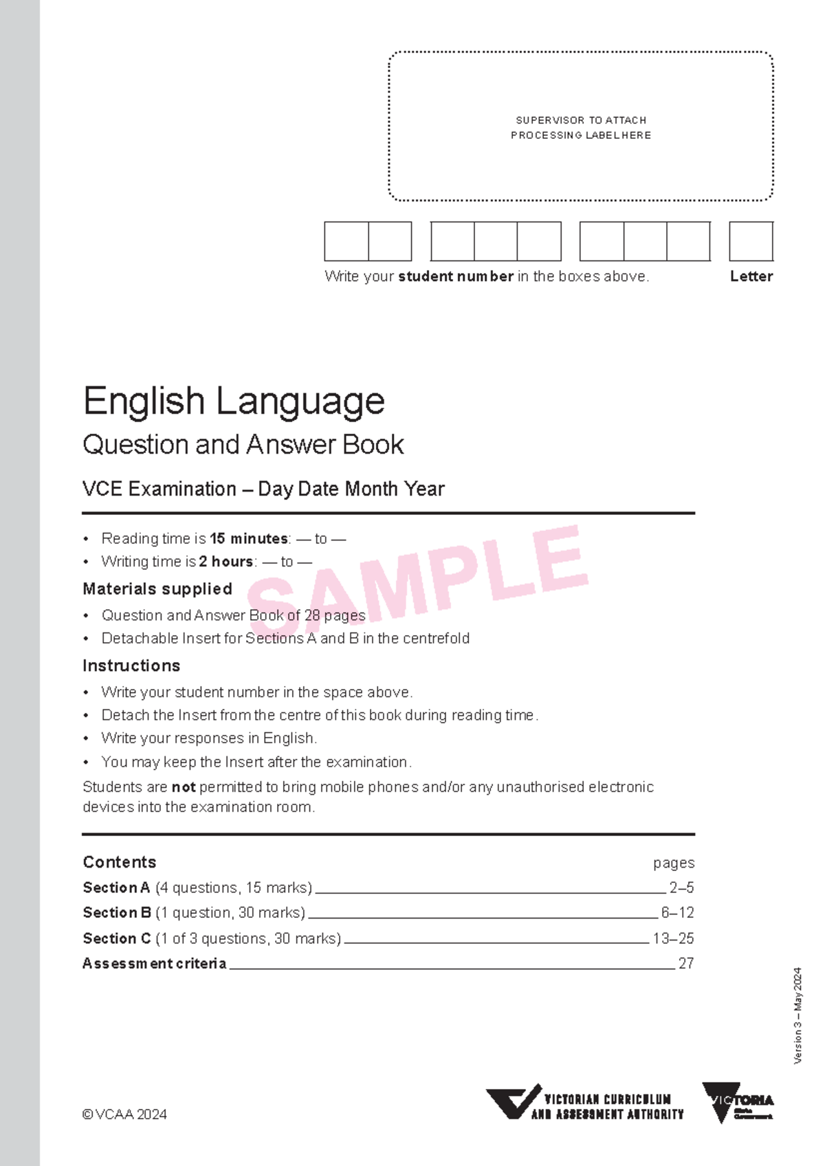 VCE English Language Sample Exam Paper – 2024 Edition - Studocu