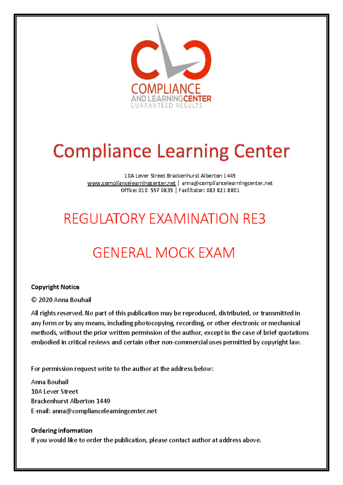 General Mock Exam RE3 - April 2020 Edition - Studocu