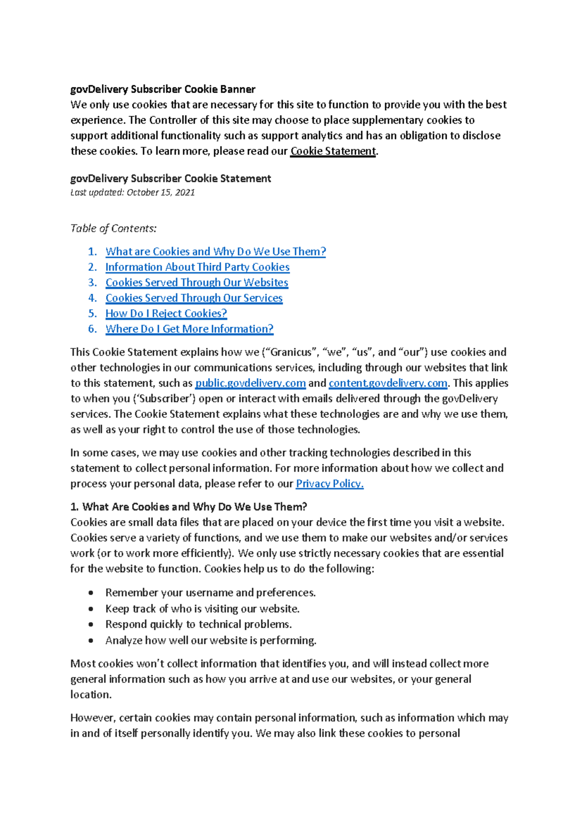 govDelivery Subscriber Cookie Statement: Understanding Cookie Usage ...