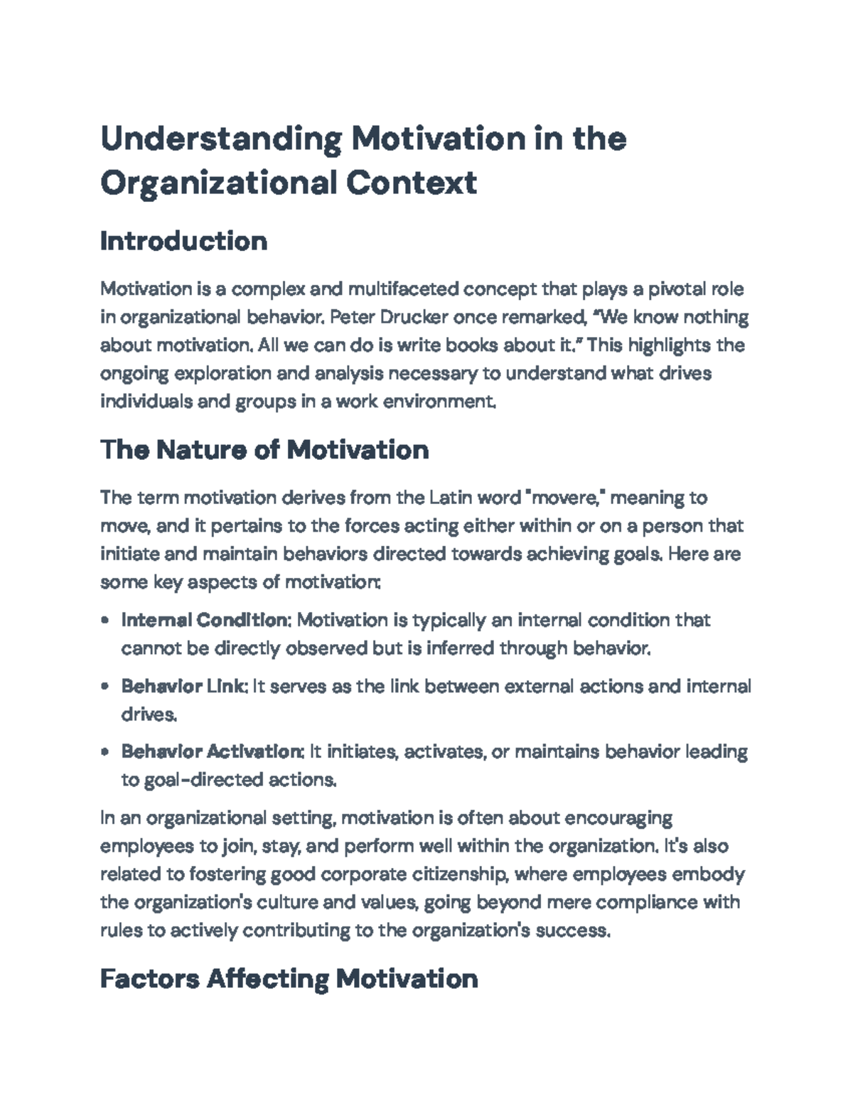Understanding Motivation in Organizational Behavior: Key Factors and ...