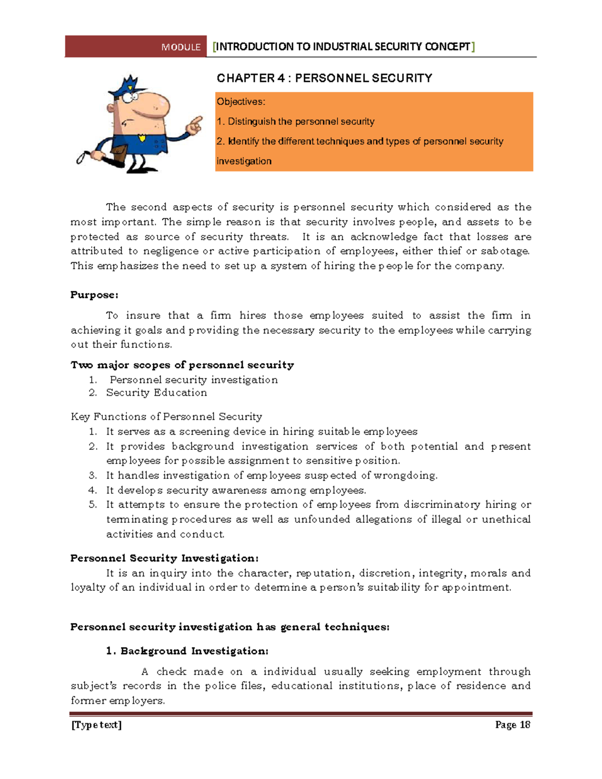 Chapter 4 - Personnel Security: Key Functions and Investigative ...
