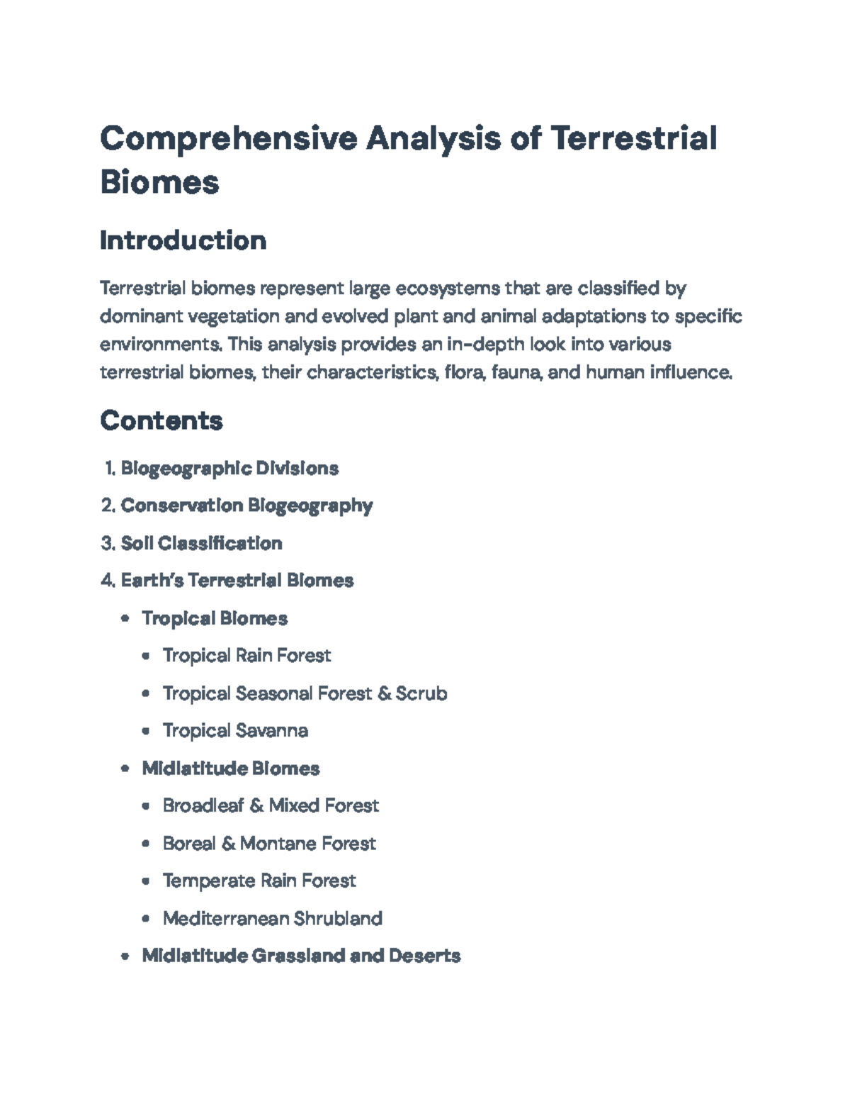 Comprehensive Analysis of Terrestrial Biomes (BIO101 Final Exam Notes ...