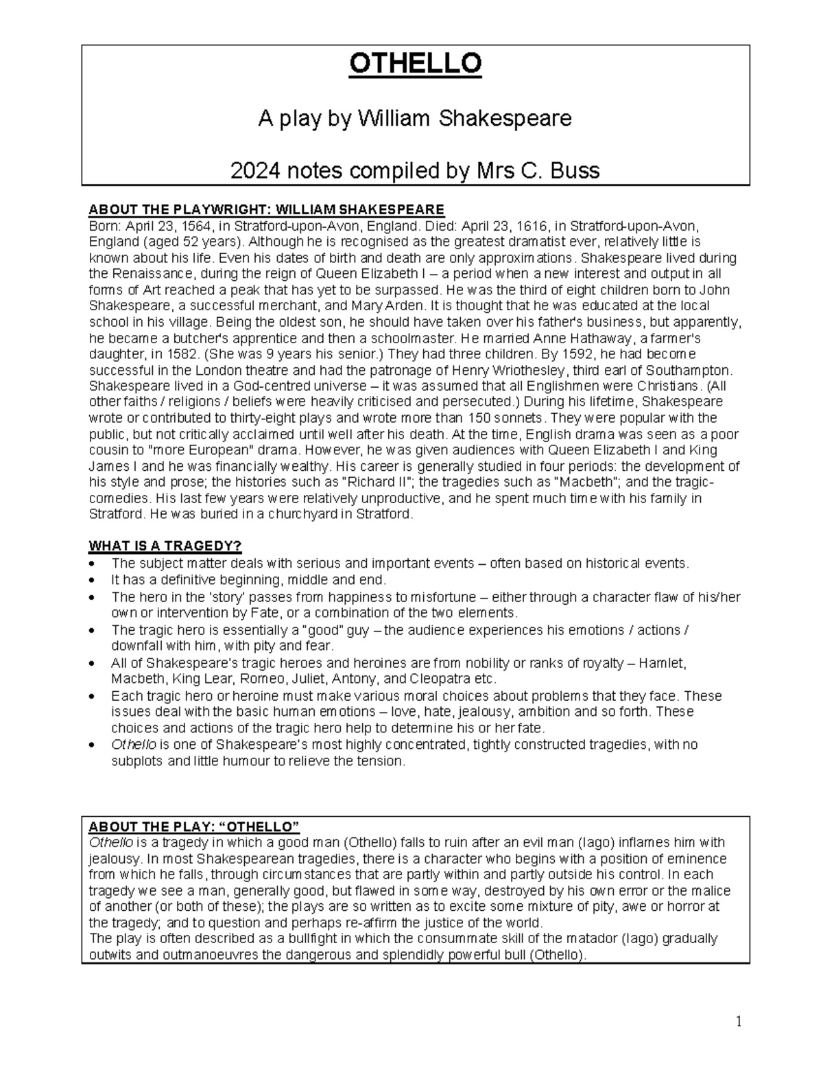 Othello: A Comprehensive Study Guide and Notes (2024) - Studocu