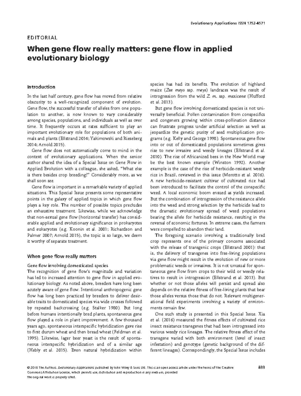 Gene Flow in Applied Evolutionary Biology: Insights & Implications - Studocu