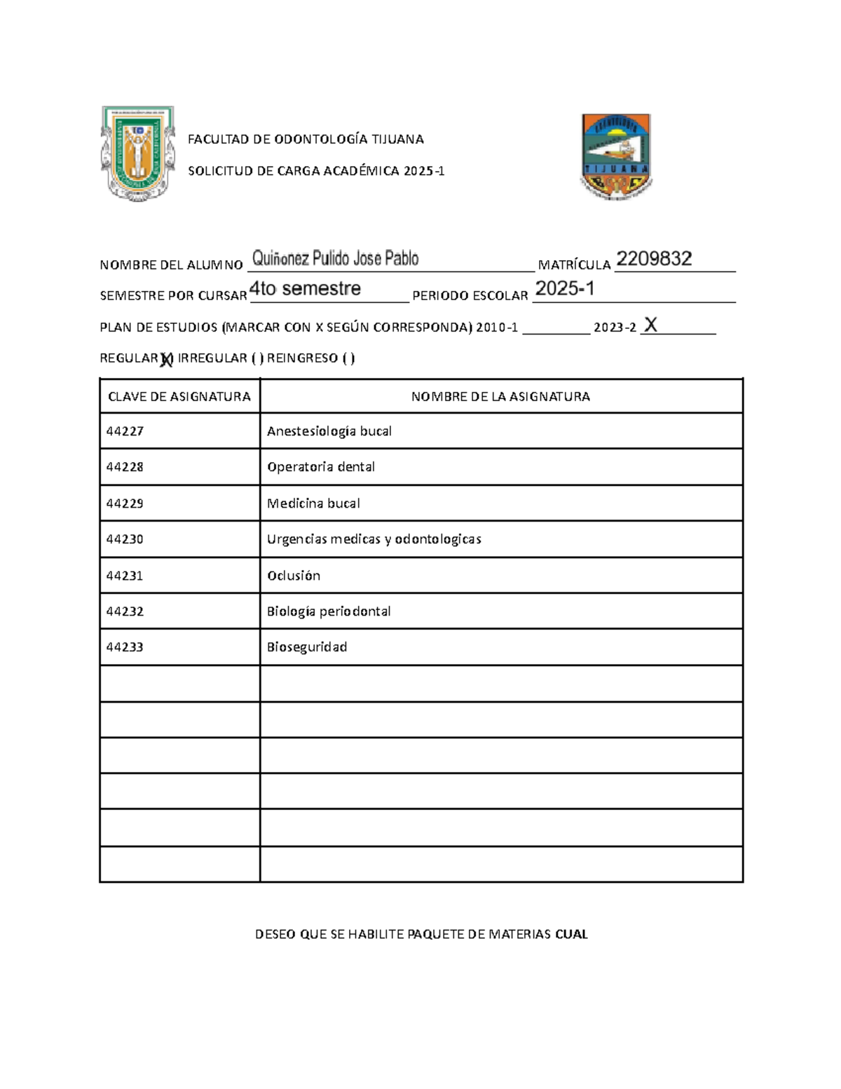 Formato- Correcto - carga - FACULTAD DE ODONTOLOGÍA TIJUANA SOLICITUD ...