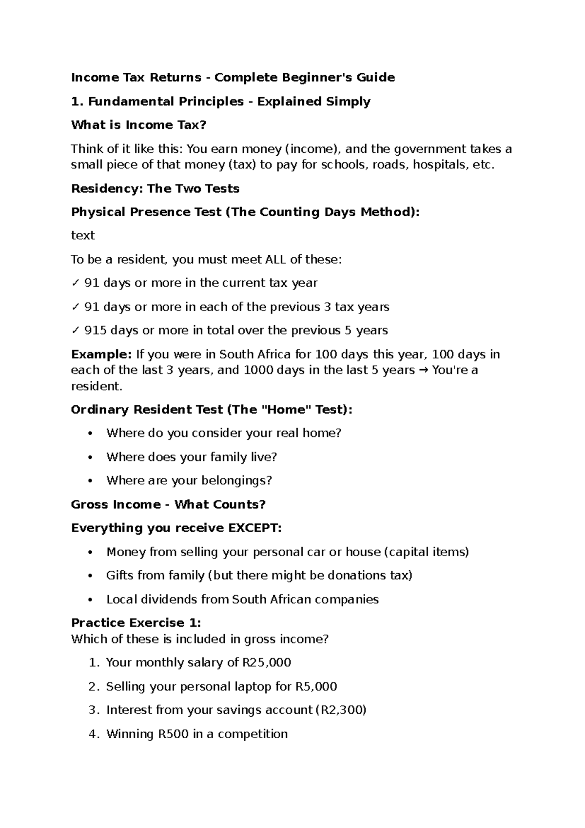 Income Tax Returns Guide: Key Principles & Calculations Explained - Studocu