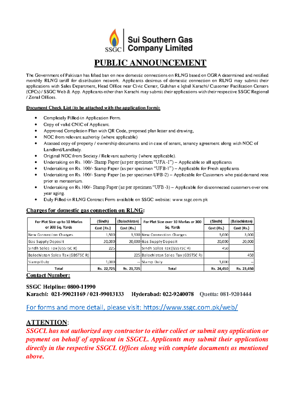 RLNG Domestic Gas Connection Application Form - SSGC Guidelines - Studocu