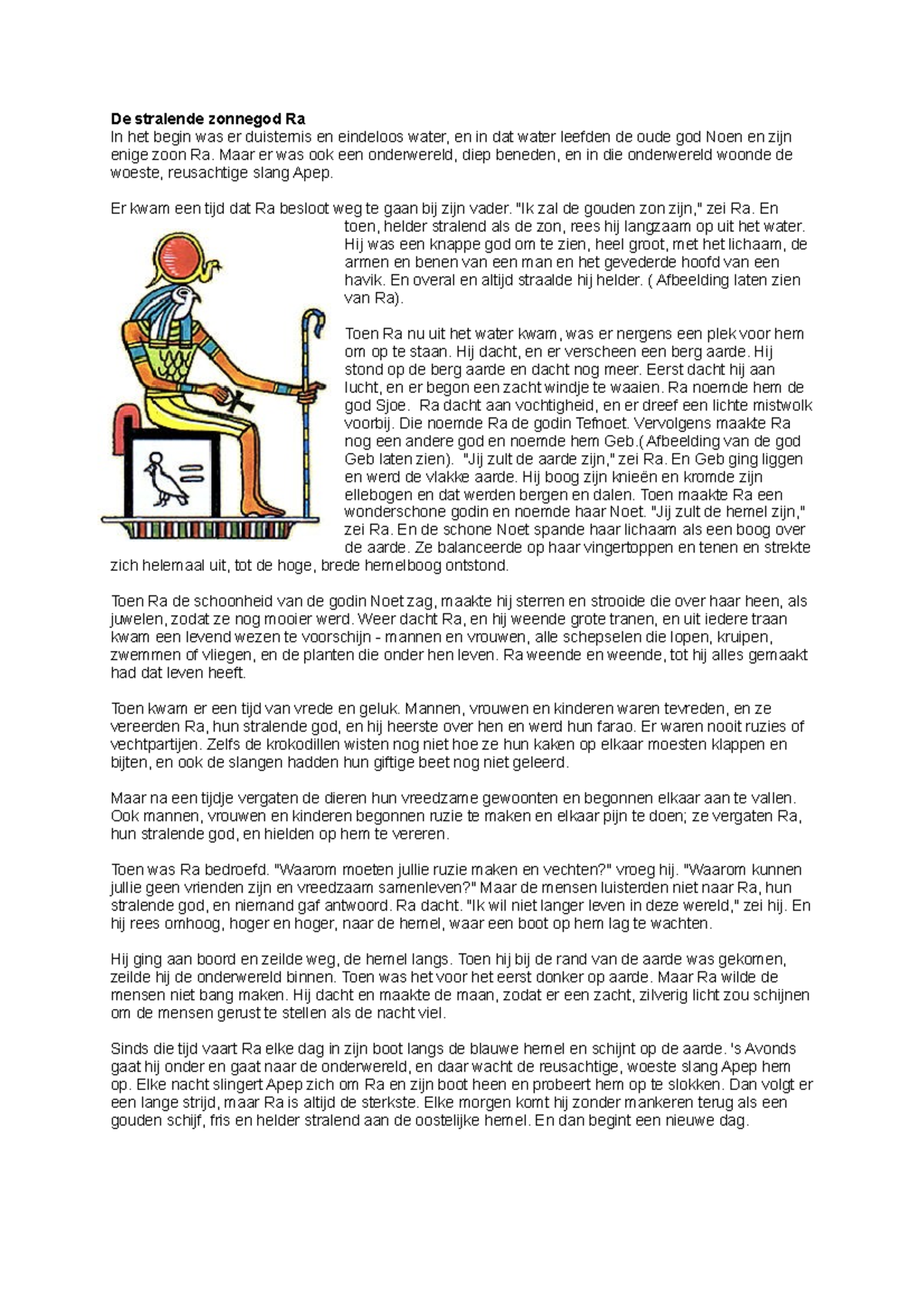 Zonnegod Ra: Het Oorspronkelijke Verhaal van Creatie en Leven - Studeersnel