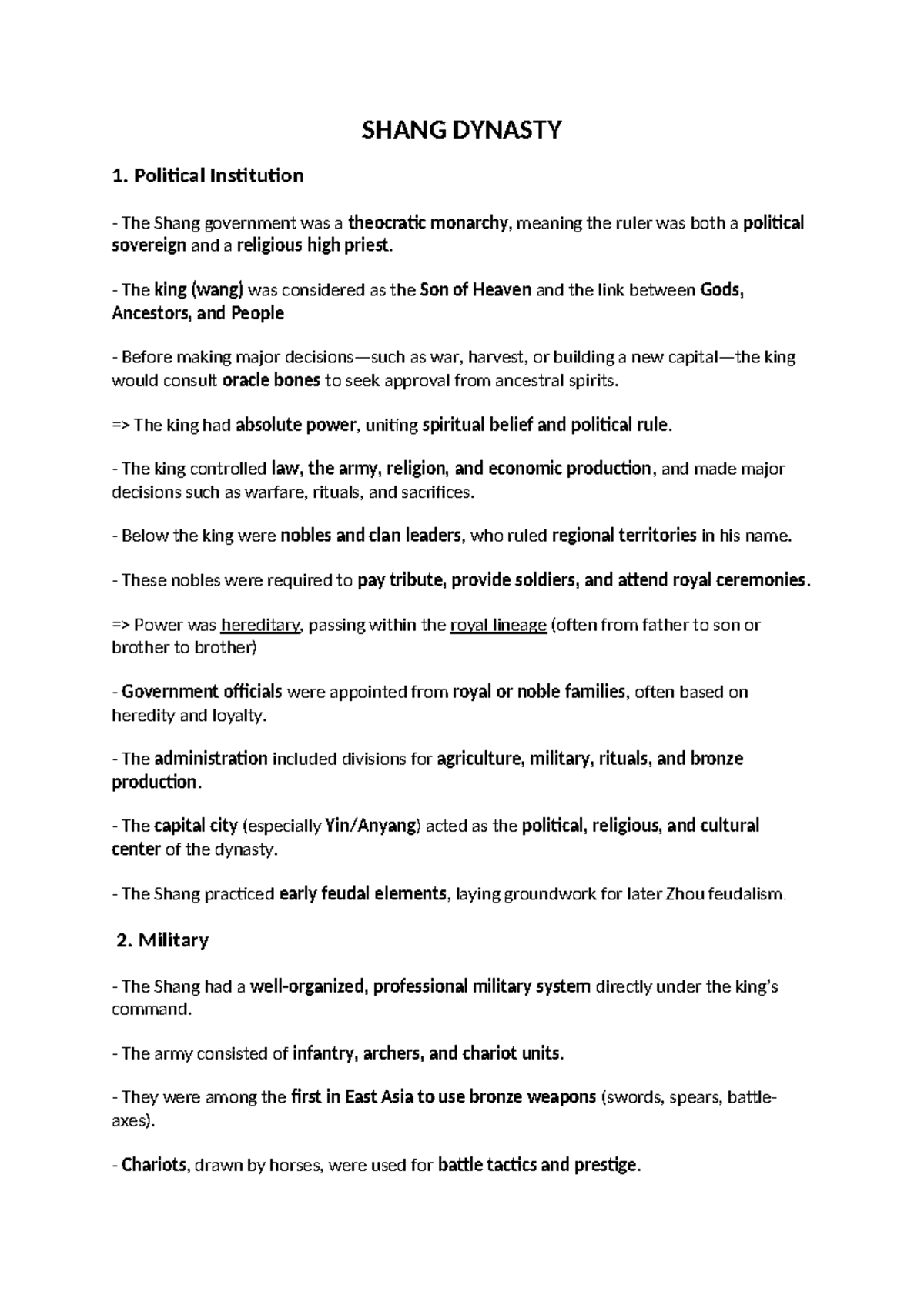 Shang Dynasty: Political, Military, Economic, and Cultural Insights ...