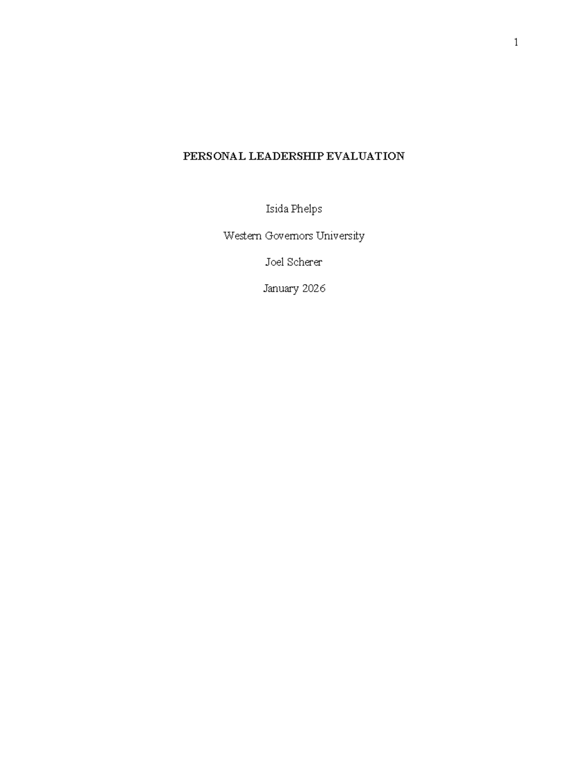 WGU 1: Personal Leadership Evaluation & Reflection on Strengths - Studocu
