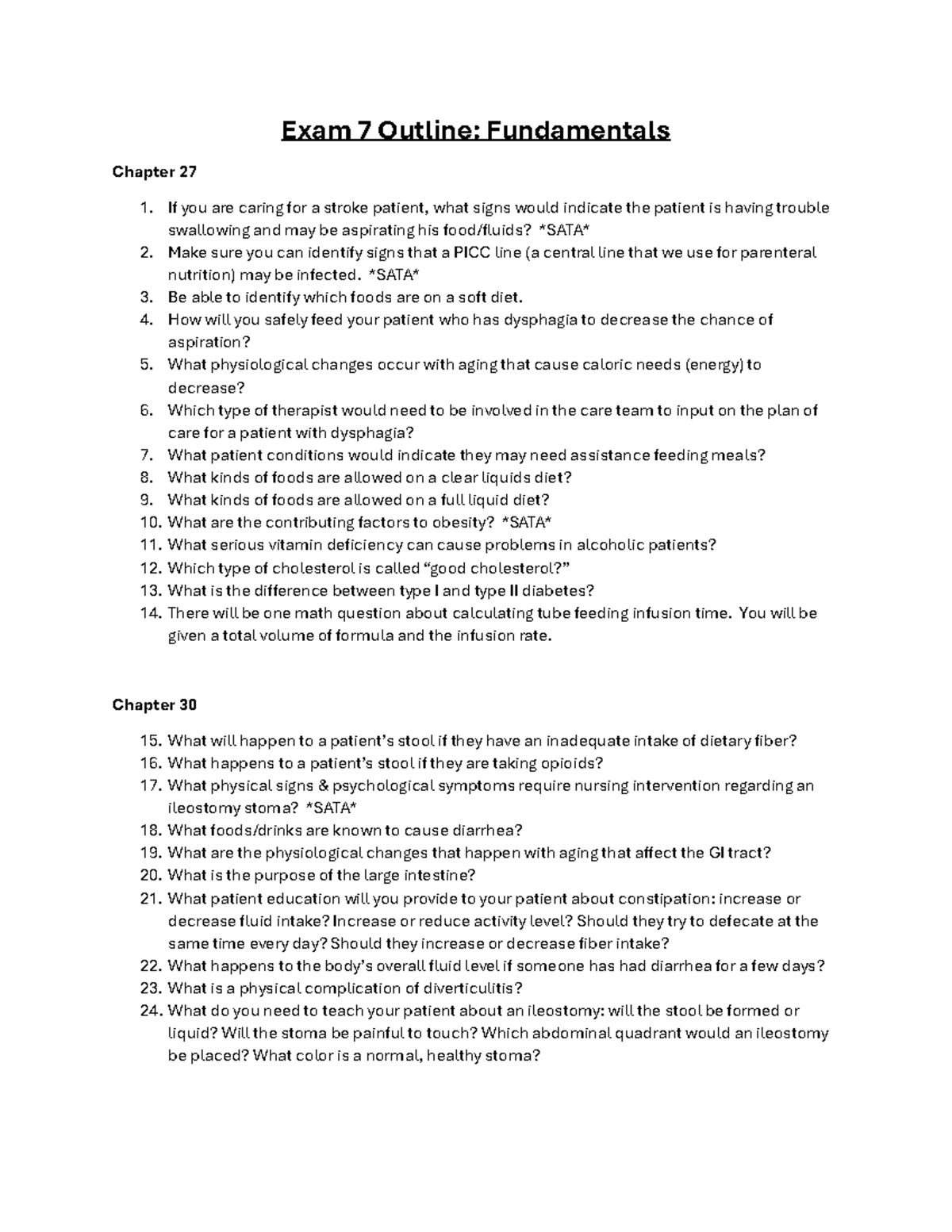 Exam 7 Outline - Exam 7 Outline: Fundamentals Chapter 27 If you are ...