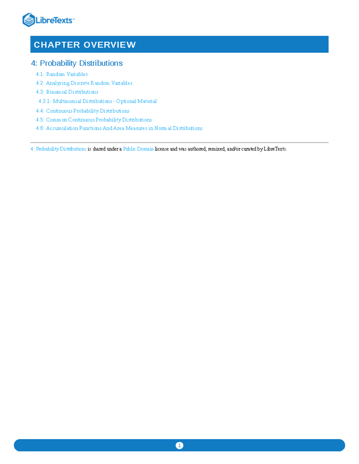 Elements of Statistics: Chapter 4 Probability Distributions - MATH 250 - 1 CHAPTER OVERVIEW 4 ...