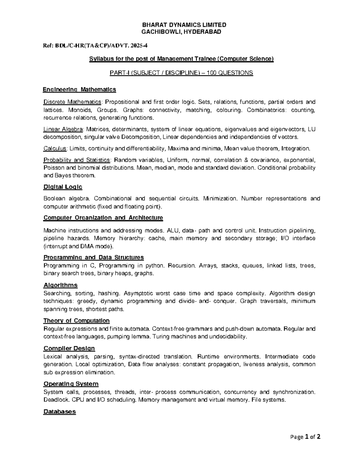 MT Computer Science Engineering 2025: 100 Qs on Engineering Math & CS ...