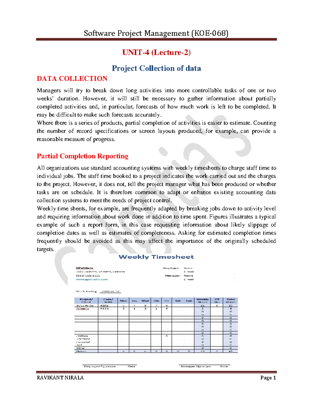 Software Project Management Unit-4: Data Collection & Reporting Techniques - Studocu