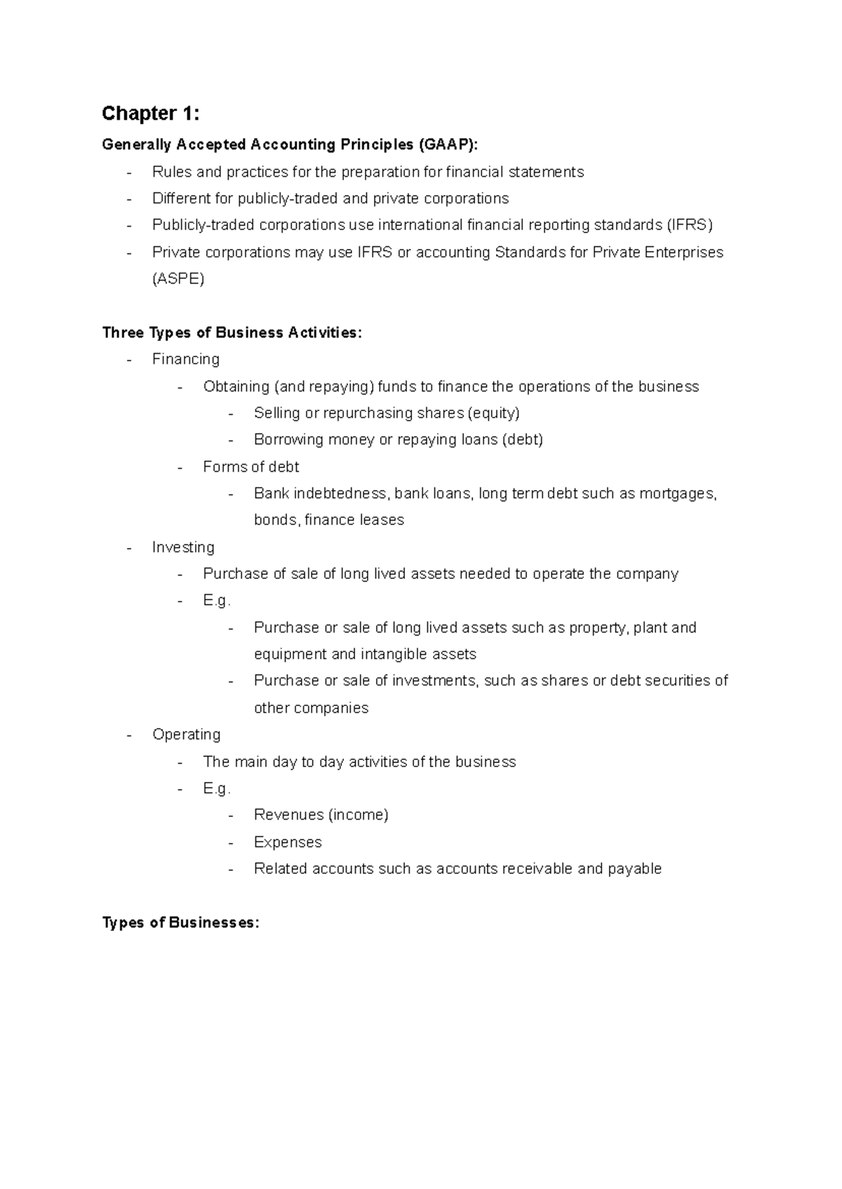 ACCT 1220 Midterm notes: Understanding GAAP, IFRS, and financial ...