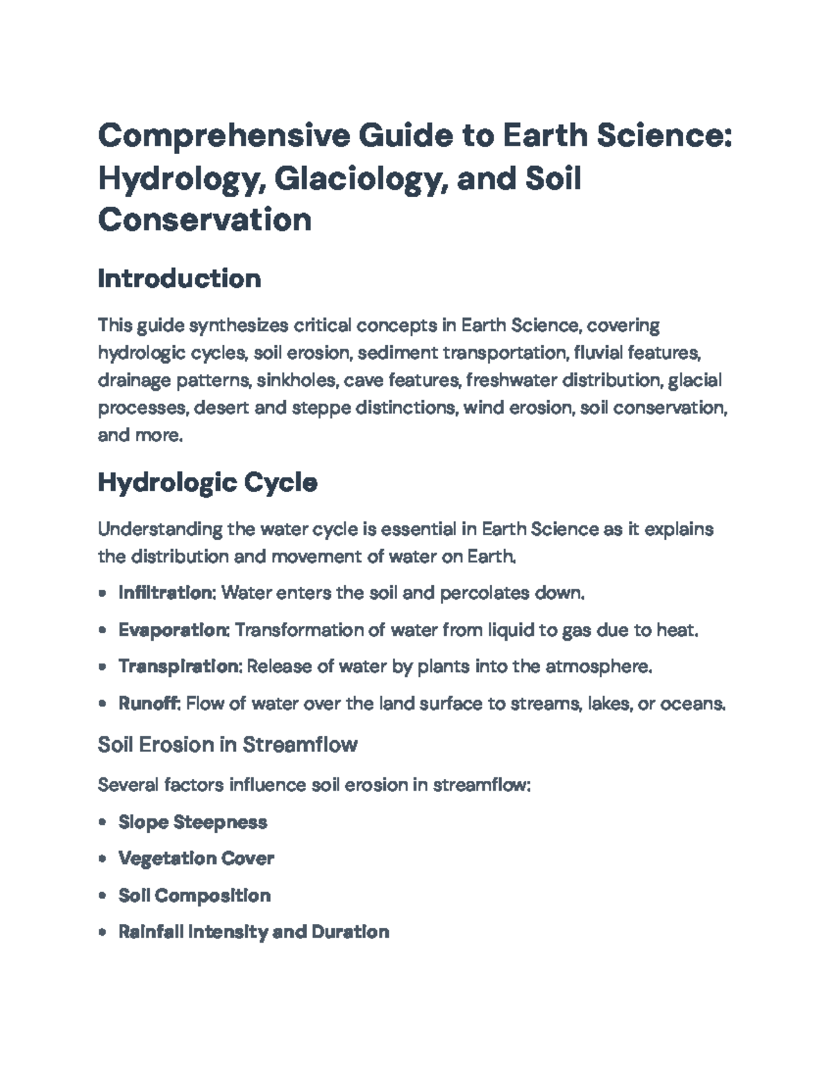 Comprehensive Earth Science Guide (ESC 101): Hydrology & Soil ...