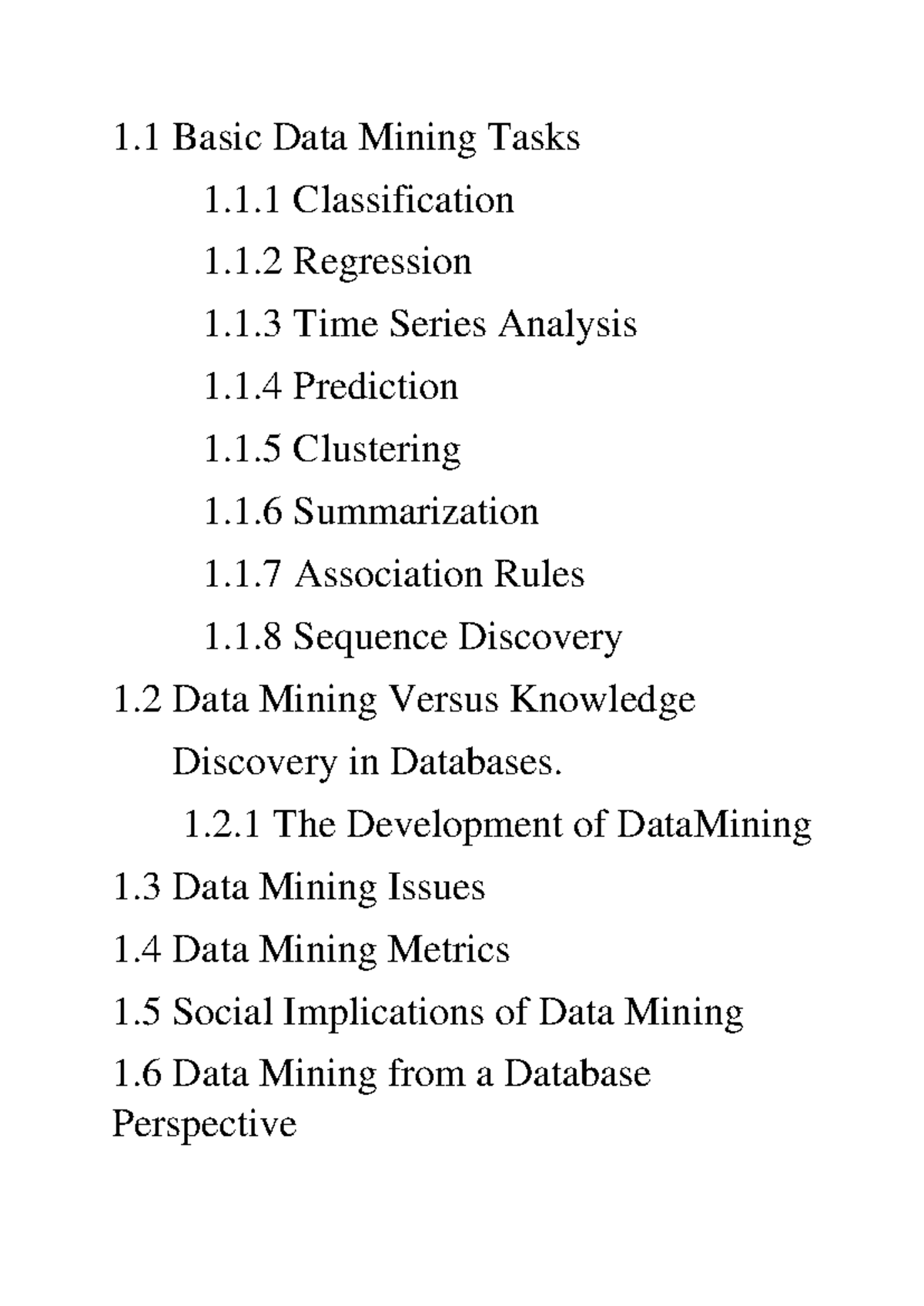 1ST Internal Syllabus for Data Mining (DM) Techniques and Tasks - Studocu