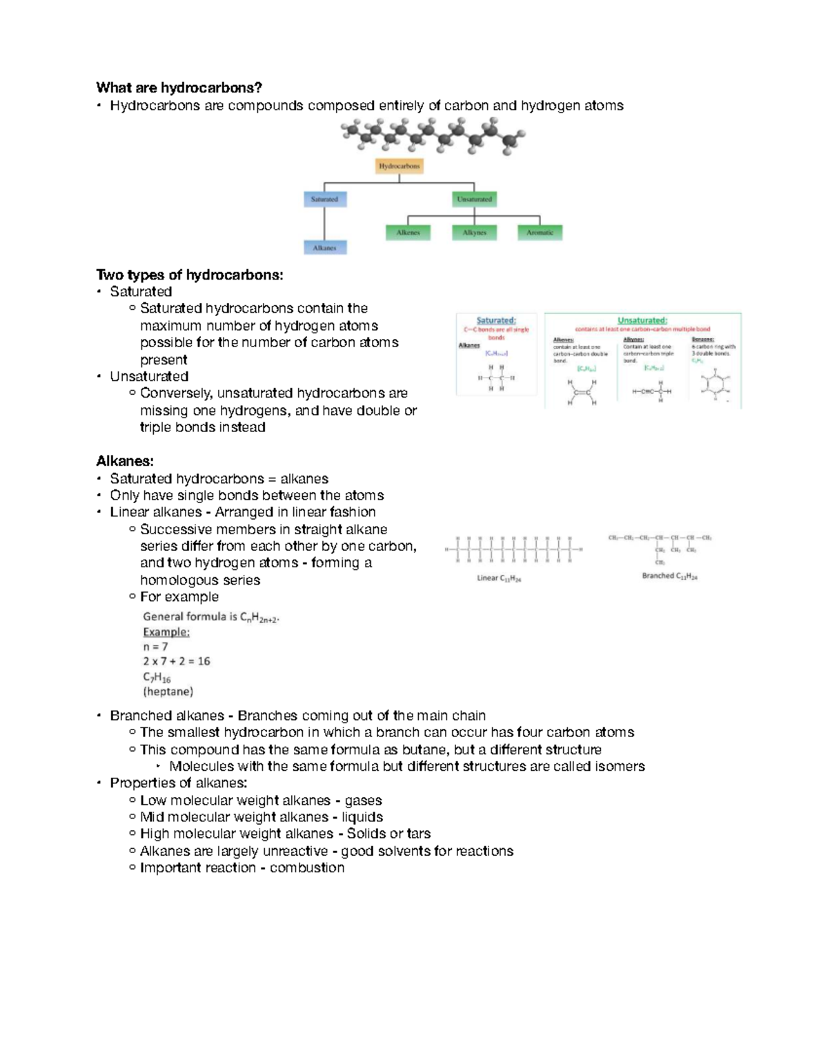 Hydrocarbons: Types, Properties, and Naming (Chem 101 Lecture Notes ...