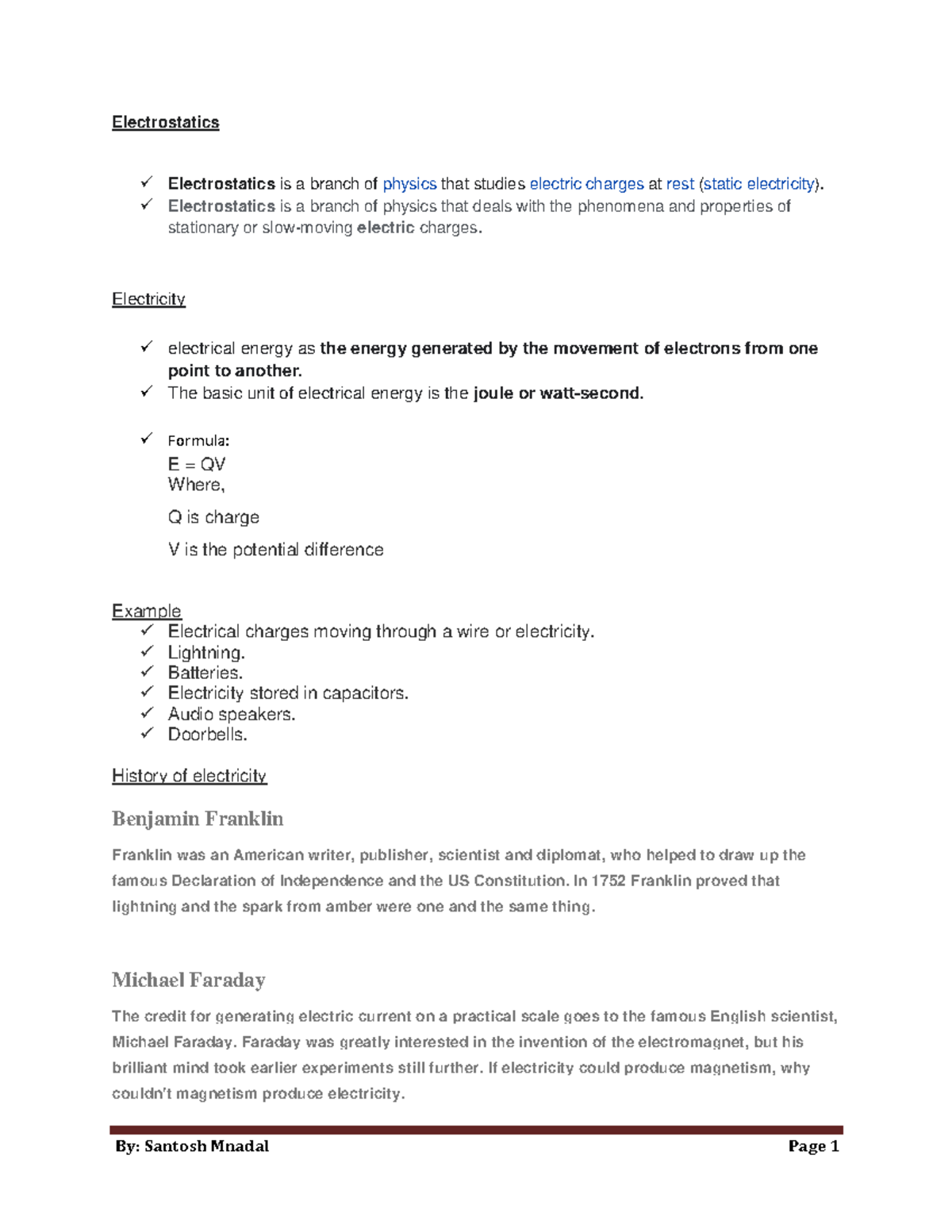 Electrostatics and Electricity: Unit 1 Notes for Physics 101 - Studocu