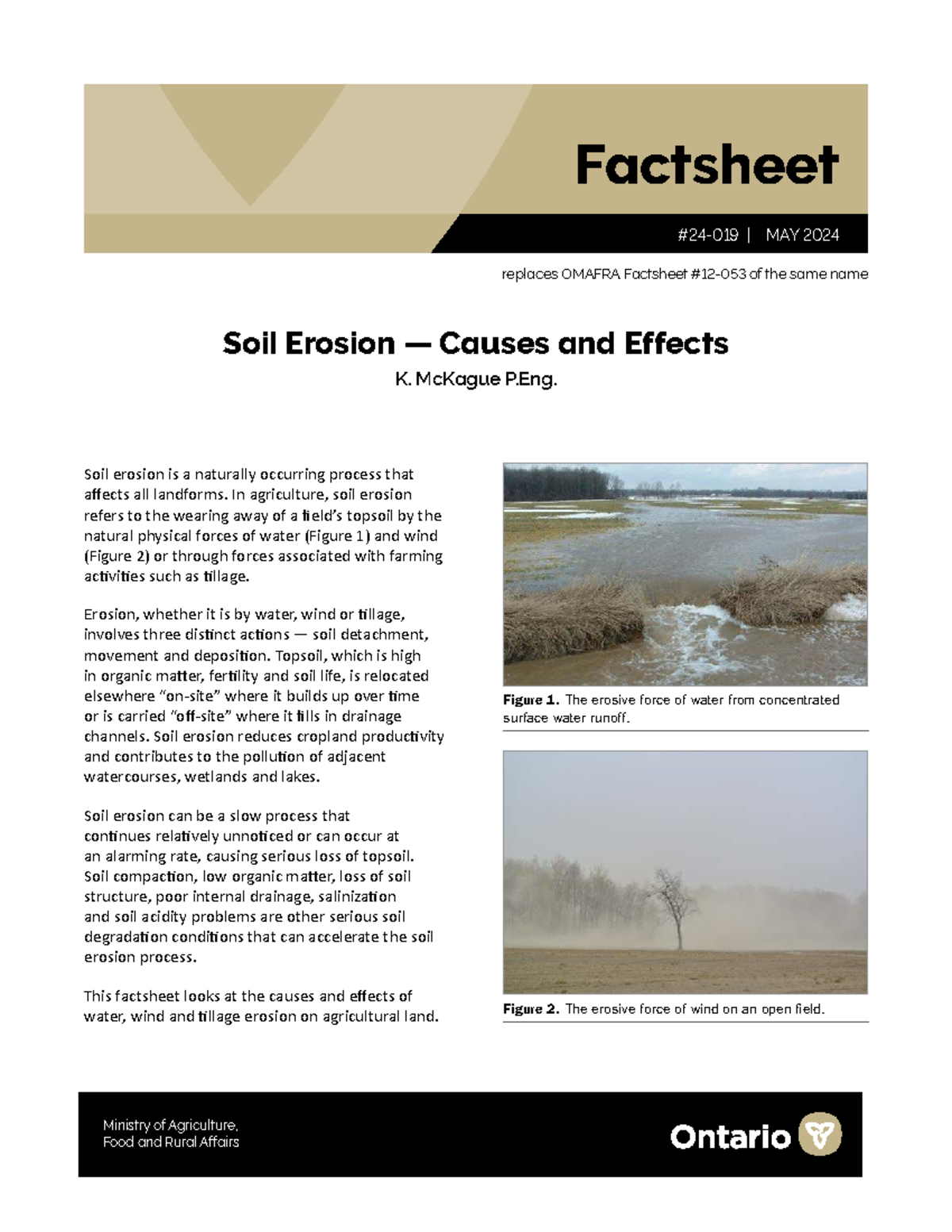 OMAFRA Factsheet: Soil Erosion Causes & Effects (MAY 2024) - Studocu