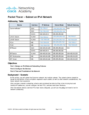 10 - Cisco's introduction to networking. Packet Tracer 10.3.5 - © 2013 - 2019 Cisco and/or its ...