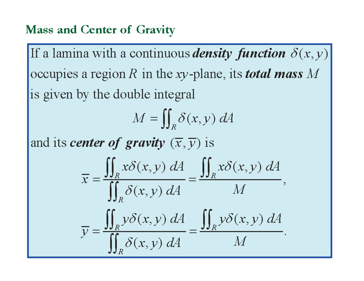MA2311 Chapter 6: Mass and Center of Gravity Analysis - Studocu