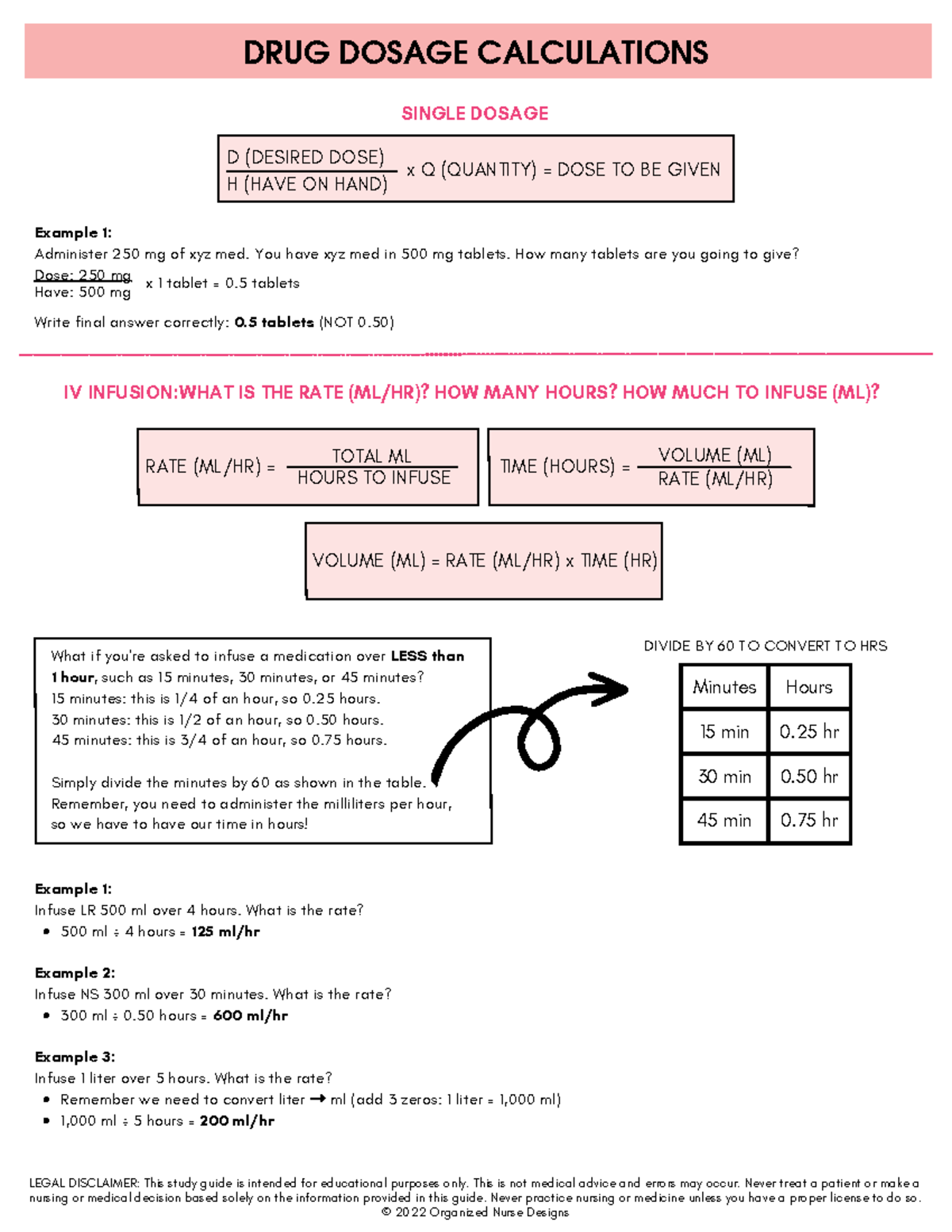 Drug Dosage Calculations: IV Infusion & Single Dosage Guide - Studocu