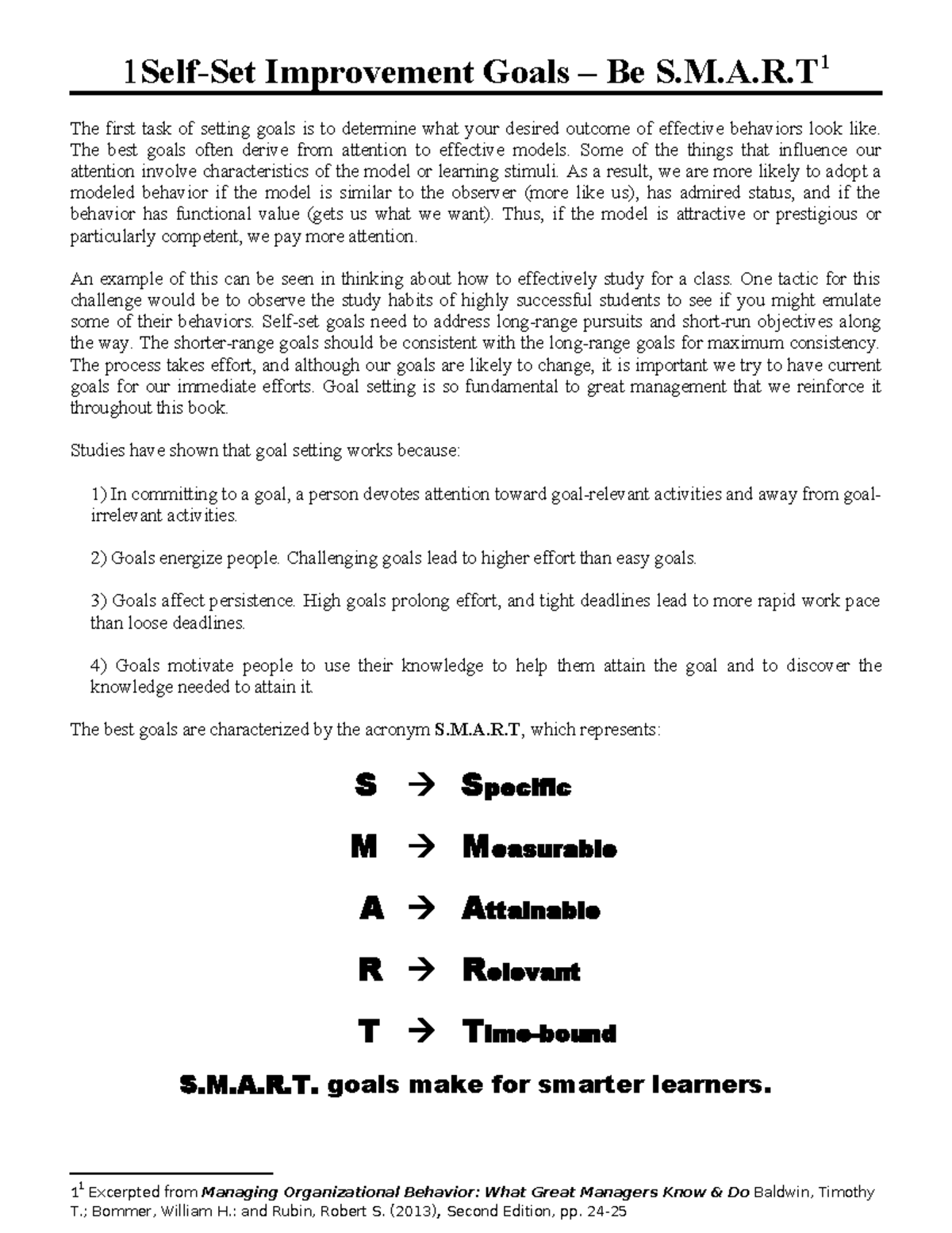 S.M.A.R.T. Goal Setting Strategies for Self-Improvement - Studocu