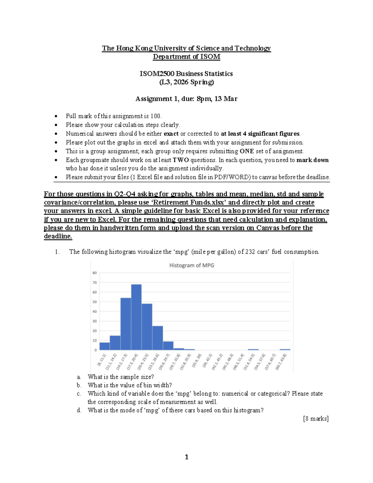 ISOM2500 Business Statistics (L3, 2026 Spring) Assignment 1 Guide - Studocu
