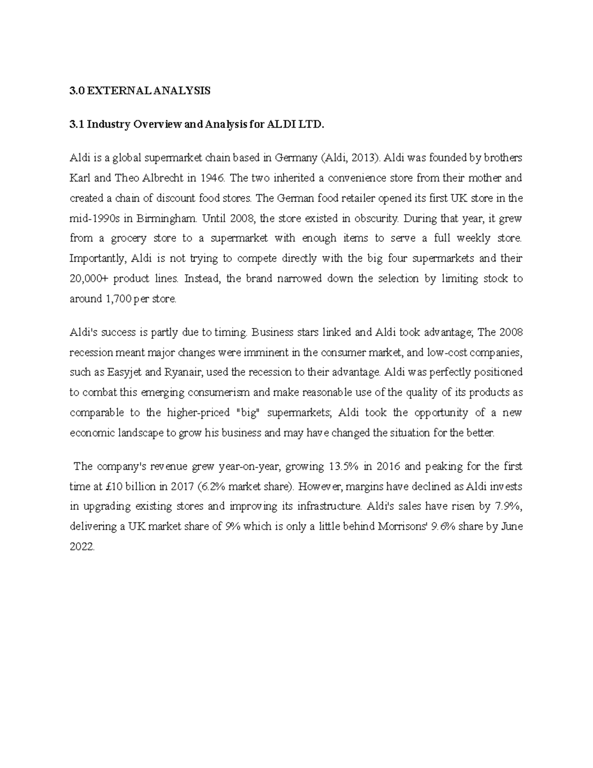 External Analysis of Aldi Ltd: Industry, Forces & PESTLE Overview - Studocu