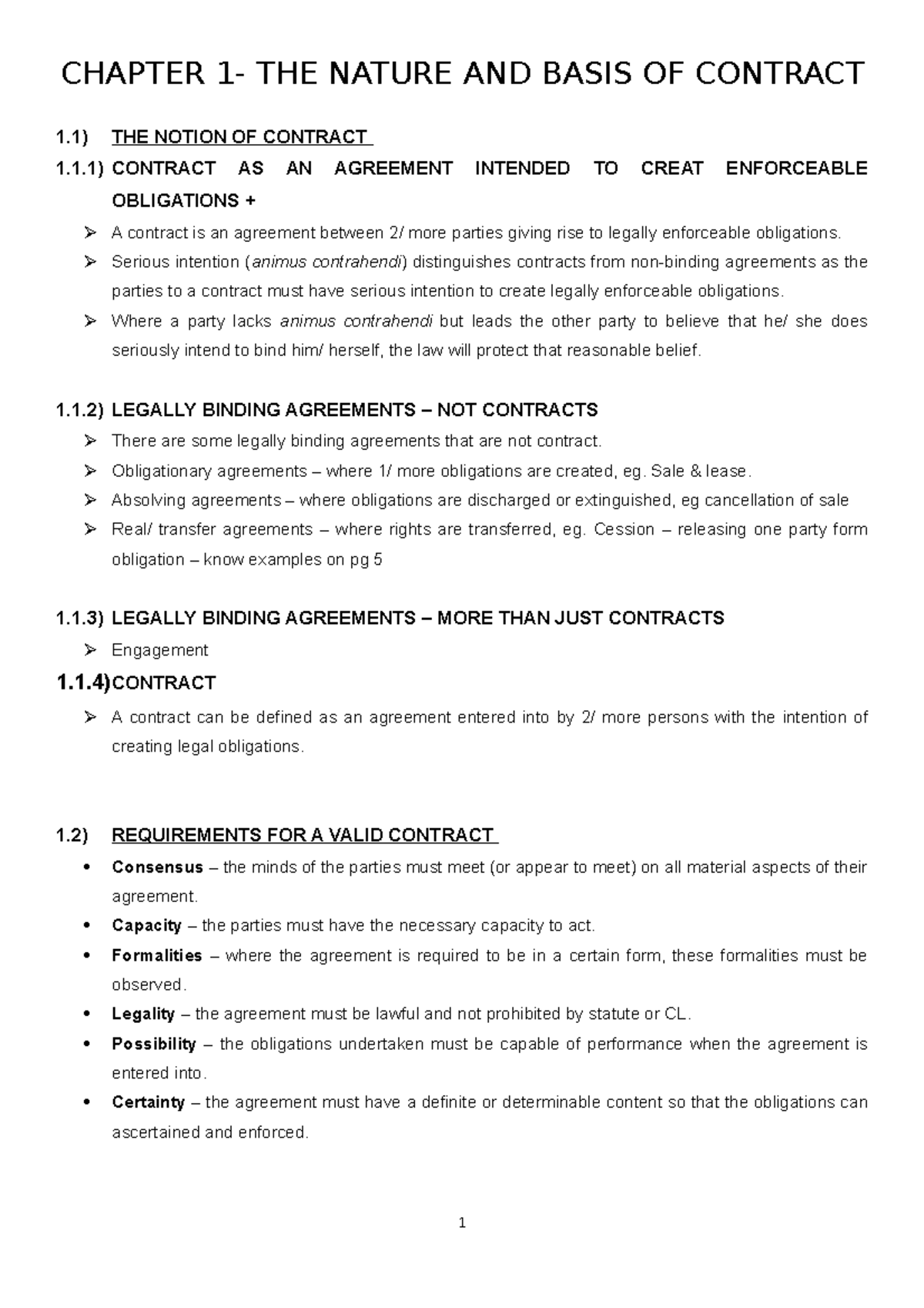Chapter 1 - Nature and Basis of Contract Law (Course Code: LAW101 ...