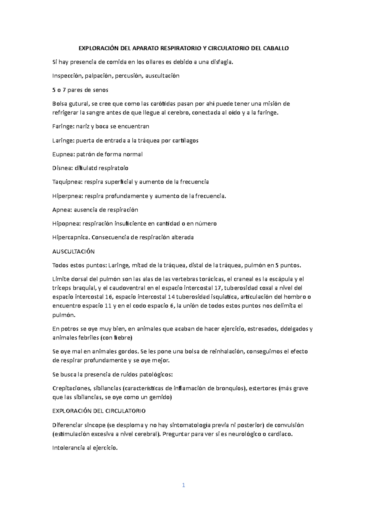 TEMA 9. Exploración del Aparato Respiratorio y Circulatorio del Caballo ...