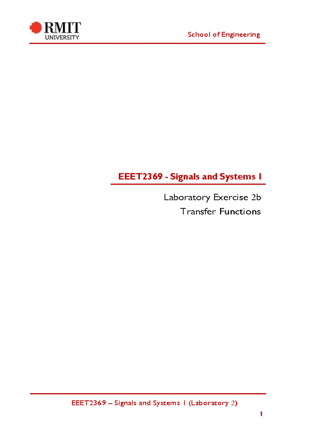 EEET2369 Signals and Systems 1 Lab 2a: Convolution Analysis with MATLAB ...